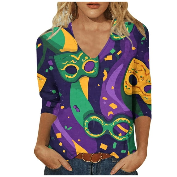 CKpwisy Women's Round Neck Loose Tunic Tees Crewneck Mask Graphic ...