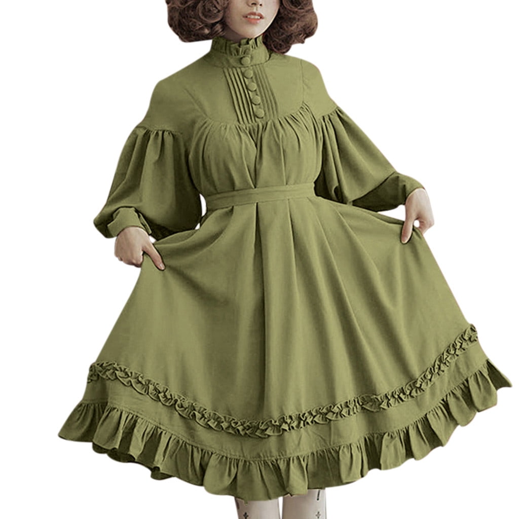 Ckpwisy Womens Victorian Renaissance Dress Flare Sleeve Off Shoulder