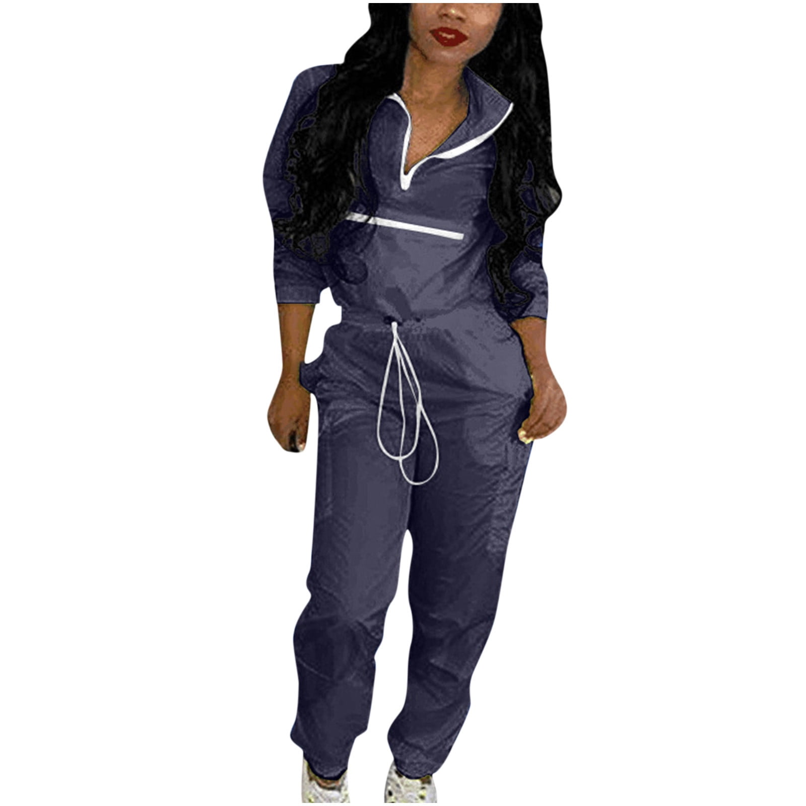 CKpwisy Womens 2 Piece Activewear Sets Zip Neck Top with Drawstring ...