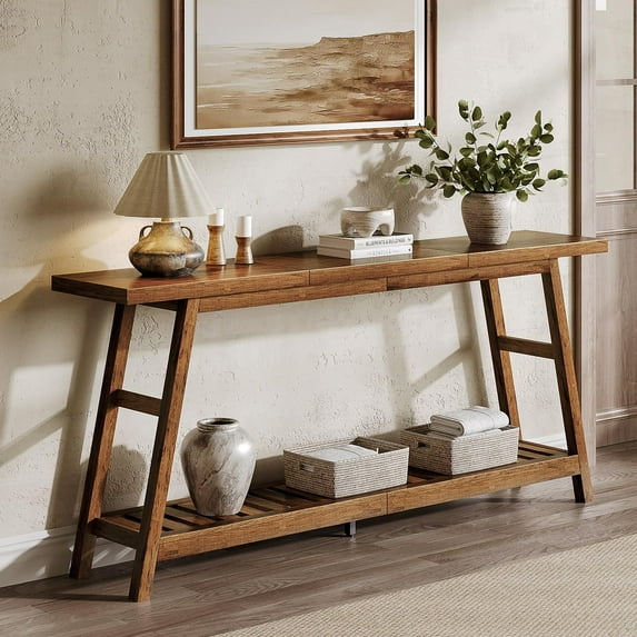 CL 70.9 Inch Long Console Tables for Entryway, Wood 2-Tier Entry ...