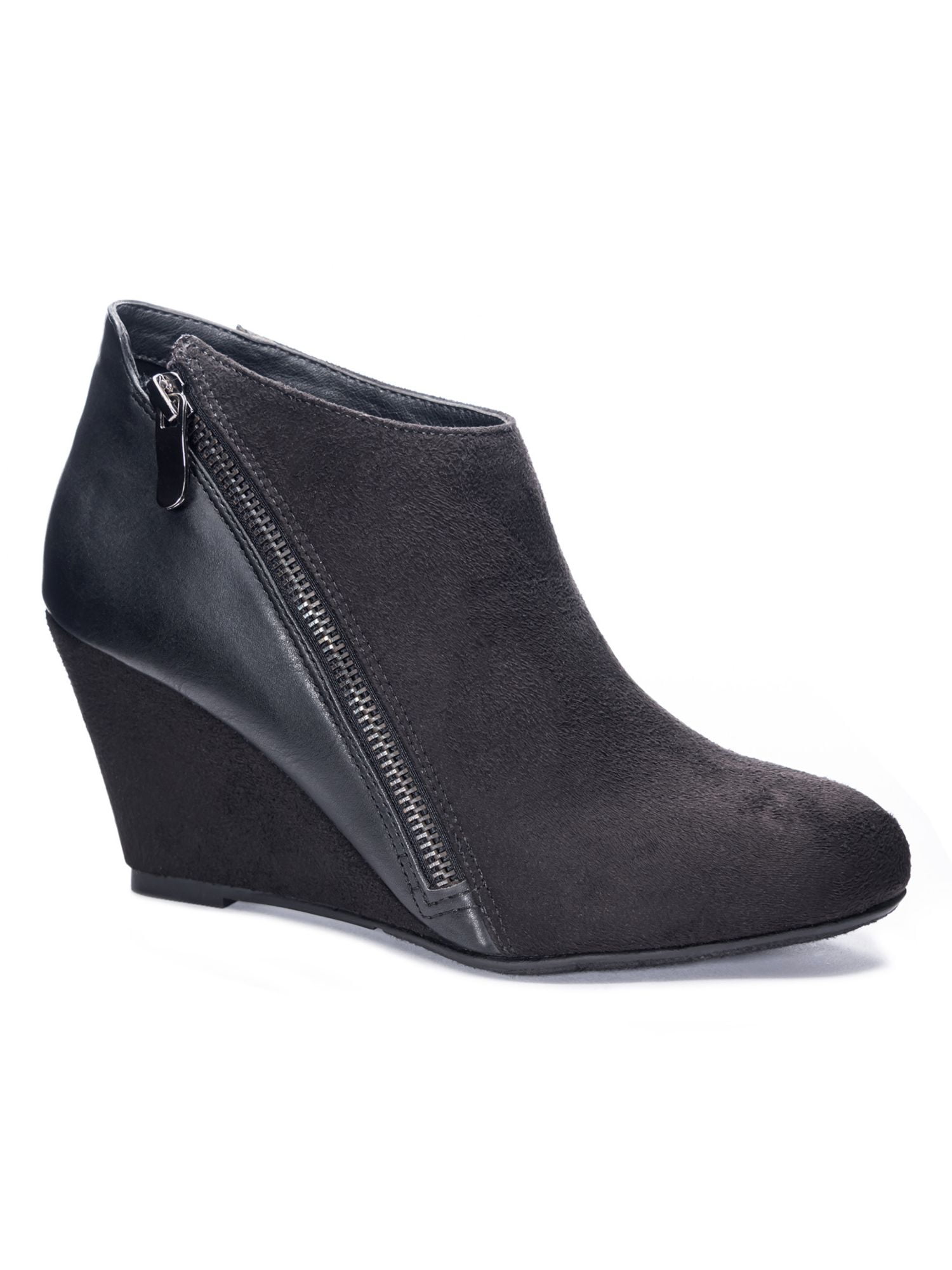 CL BY LAUNDRY Womens Black Comfort Viola Round Toe Wedge Zip-Up Dress ...