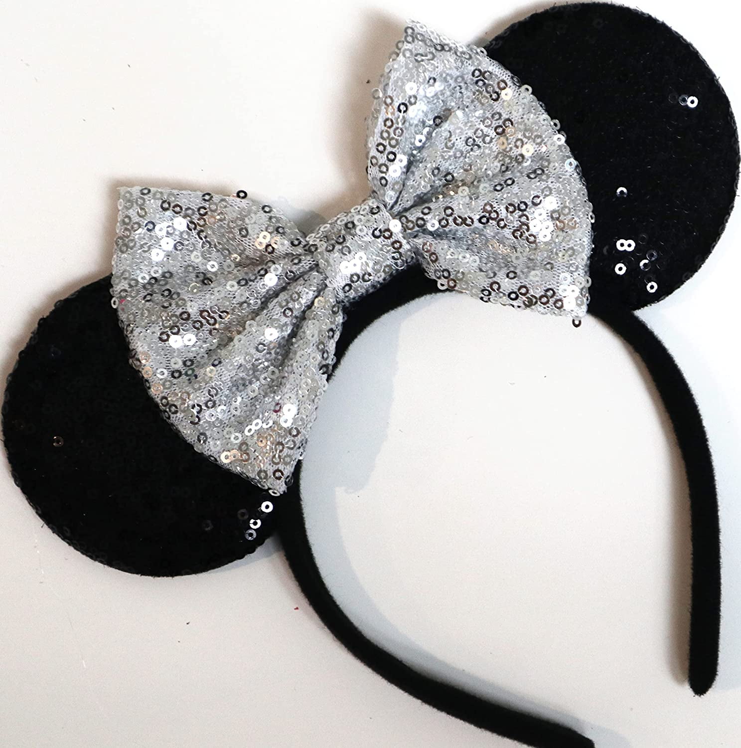 CL GIFT Silver Mickey Ears, Sparkly Mickey Ears, Silver Minnie Ears ...