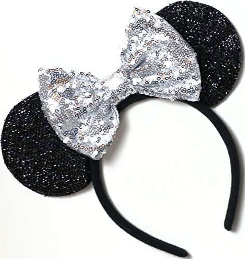 CL GIFT Silver Mickey Ears, Sparkly Mickey Ears, Silver Minnie Ears ...