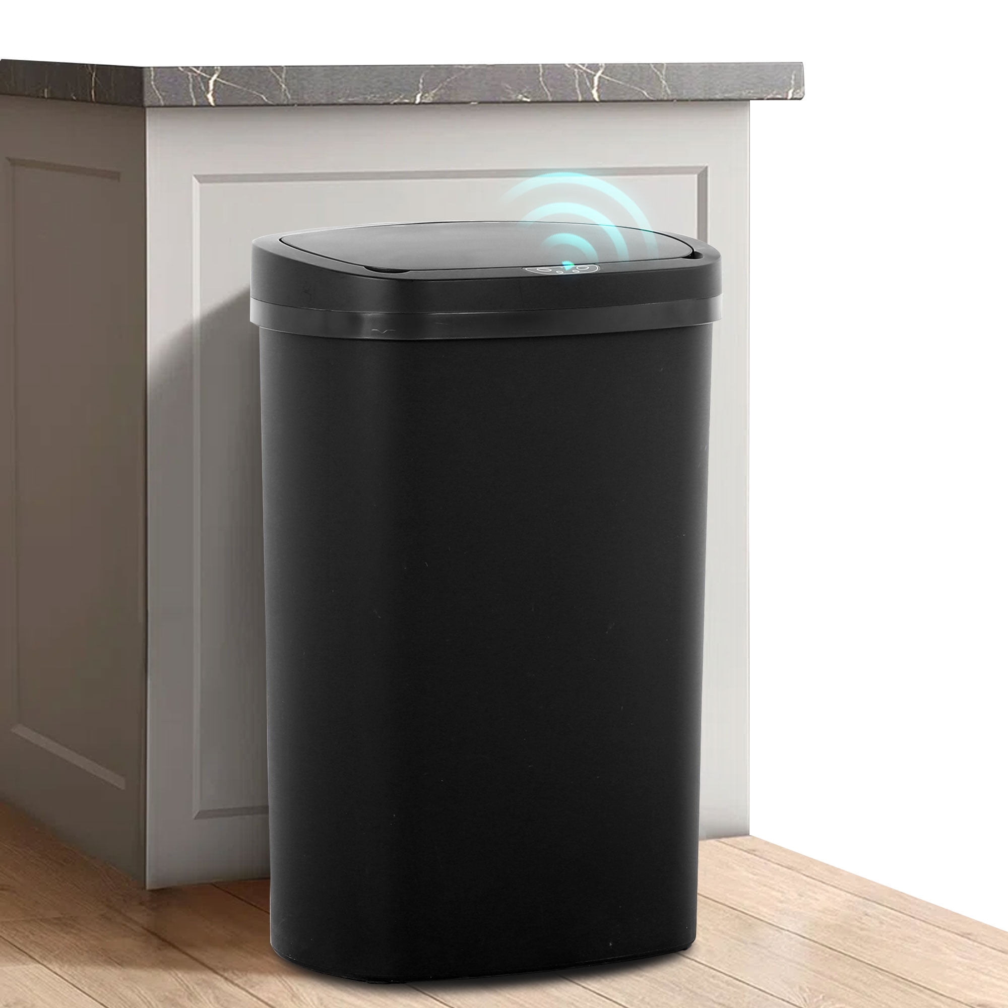 CL.HPAHKL 13 Gallon Touchless Motion Sensor Trash Can, Black Plastic ...