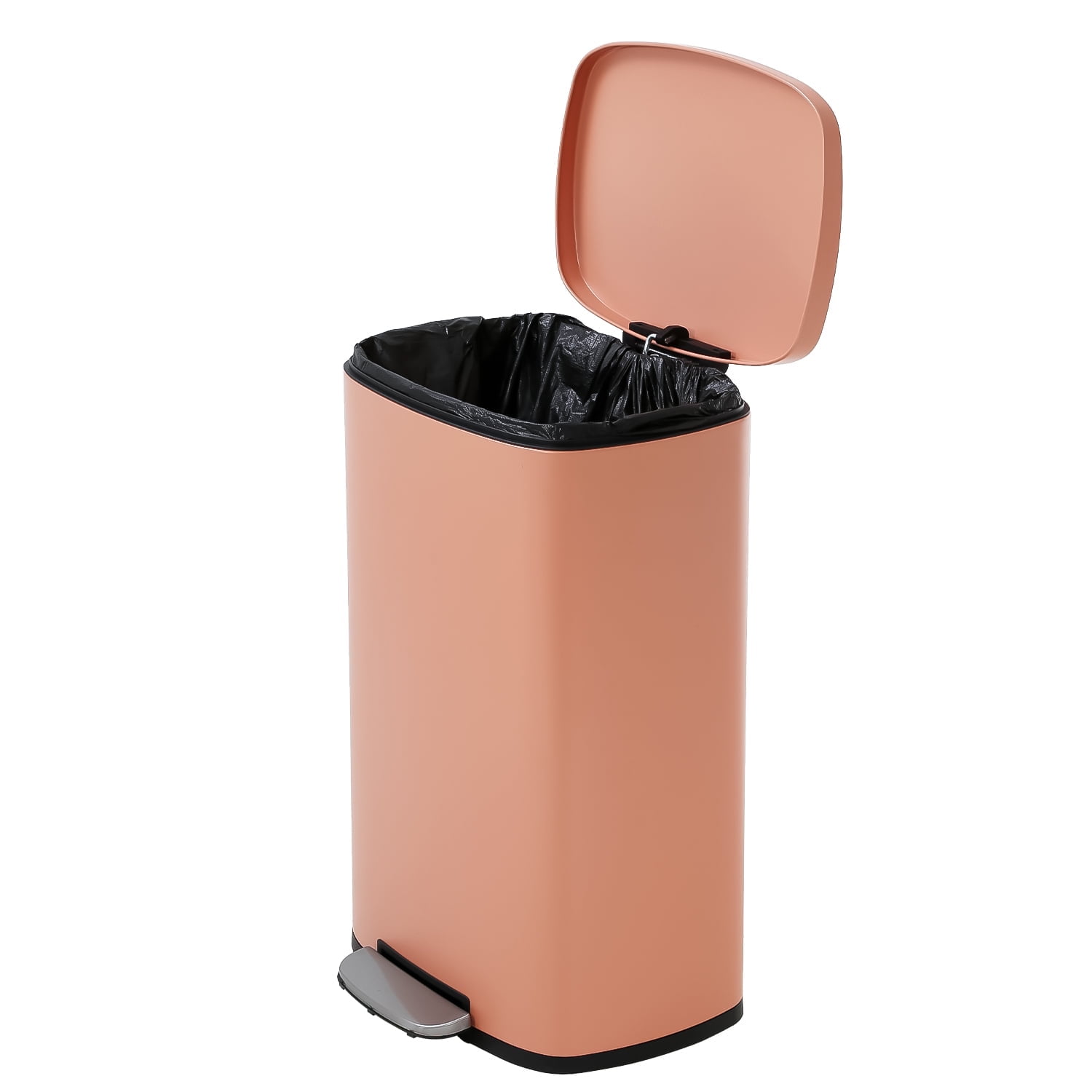 CL.HPAHKL 13 Gallon Step-on Trash Can with Soft-Close Lid, Stainless ...