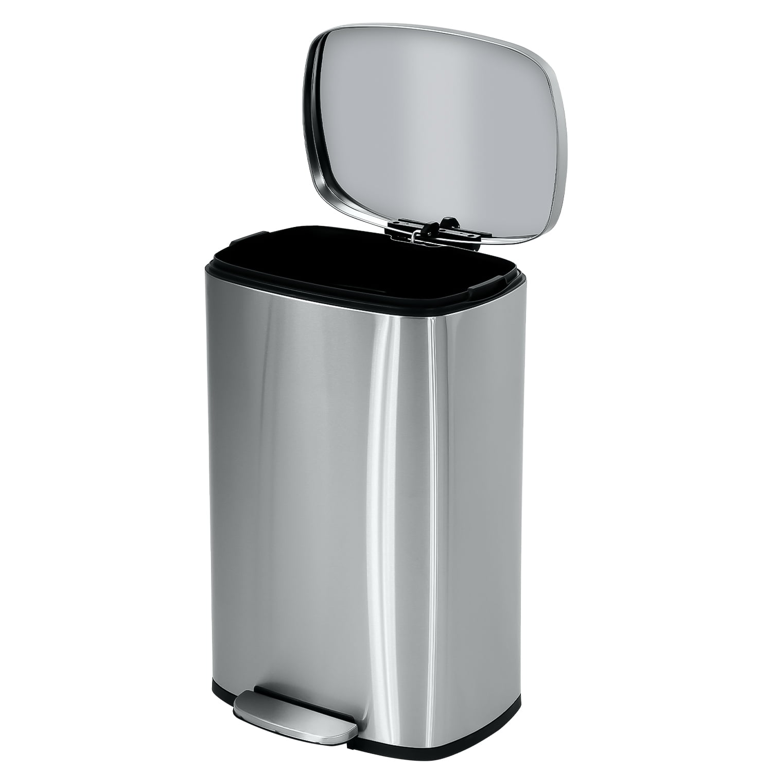 CL.HPAHKL 13 Gallon Step-on Trash Can with Soft-Close Lid, Stainless Steel Kitchen Garbage Can ...