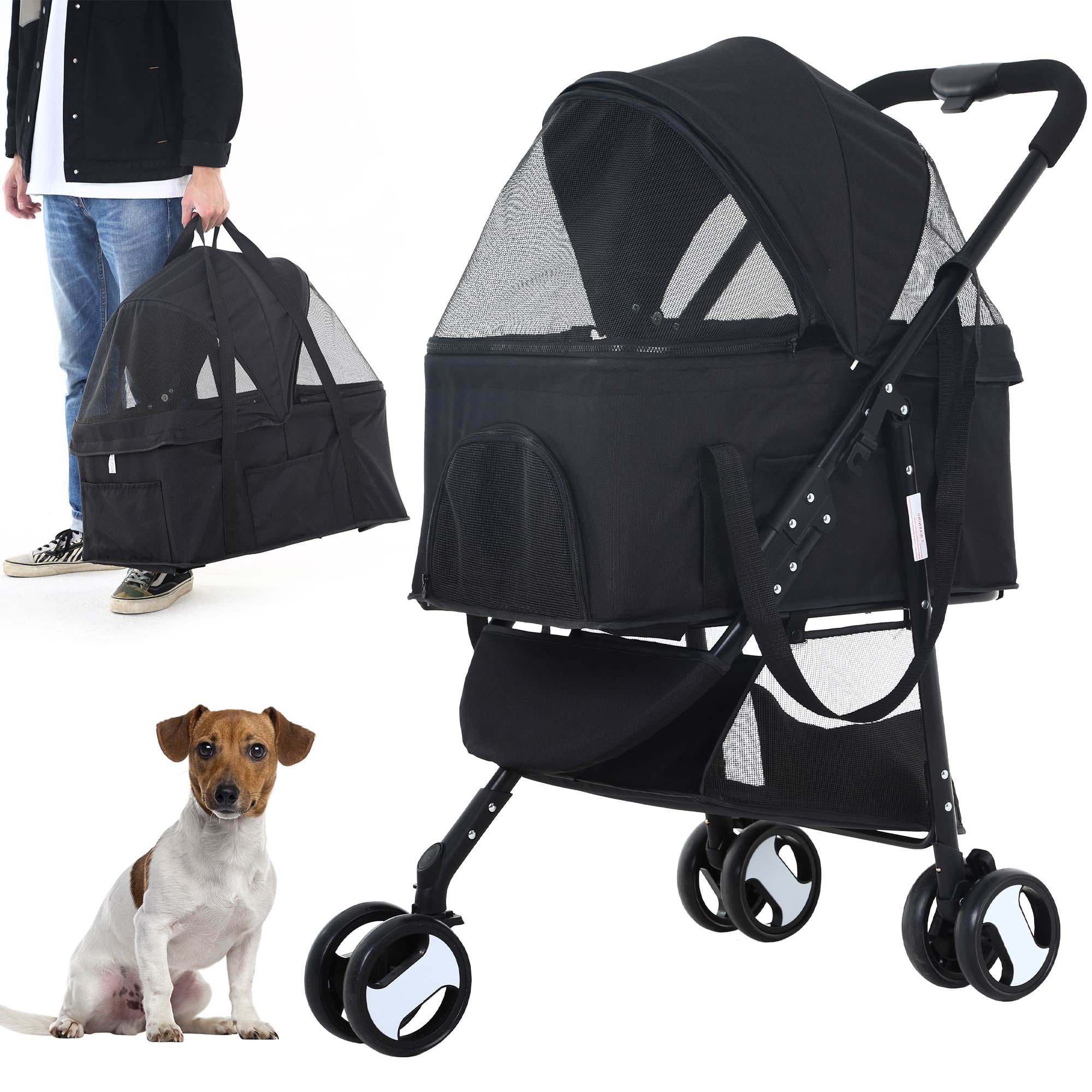 CL.HPAHKL 3 in 1 Dog Stroller for Medium Small Dogs Cats, 3 Wheels ...