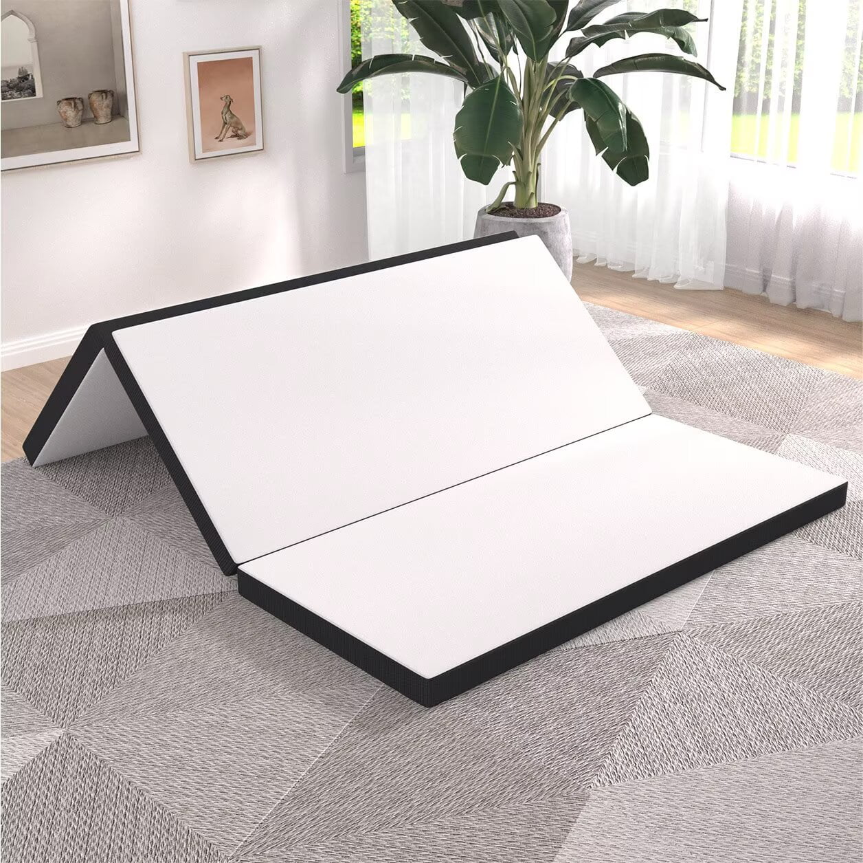 CL.HPAHKL 3 Inch Tri-fold Memory Foam Mattress, Portable Floor Mattress ...