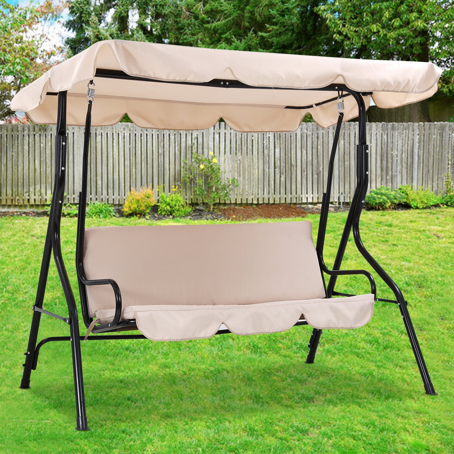 CL.HPAHKL 3-Person Covered Porch Swing for Outside, 3-Seat Patio Swings ...
