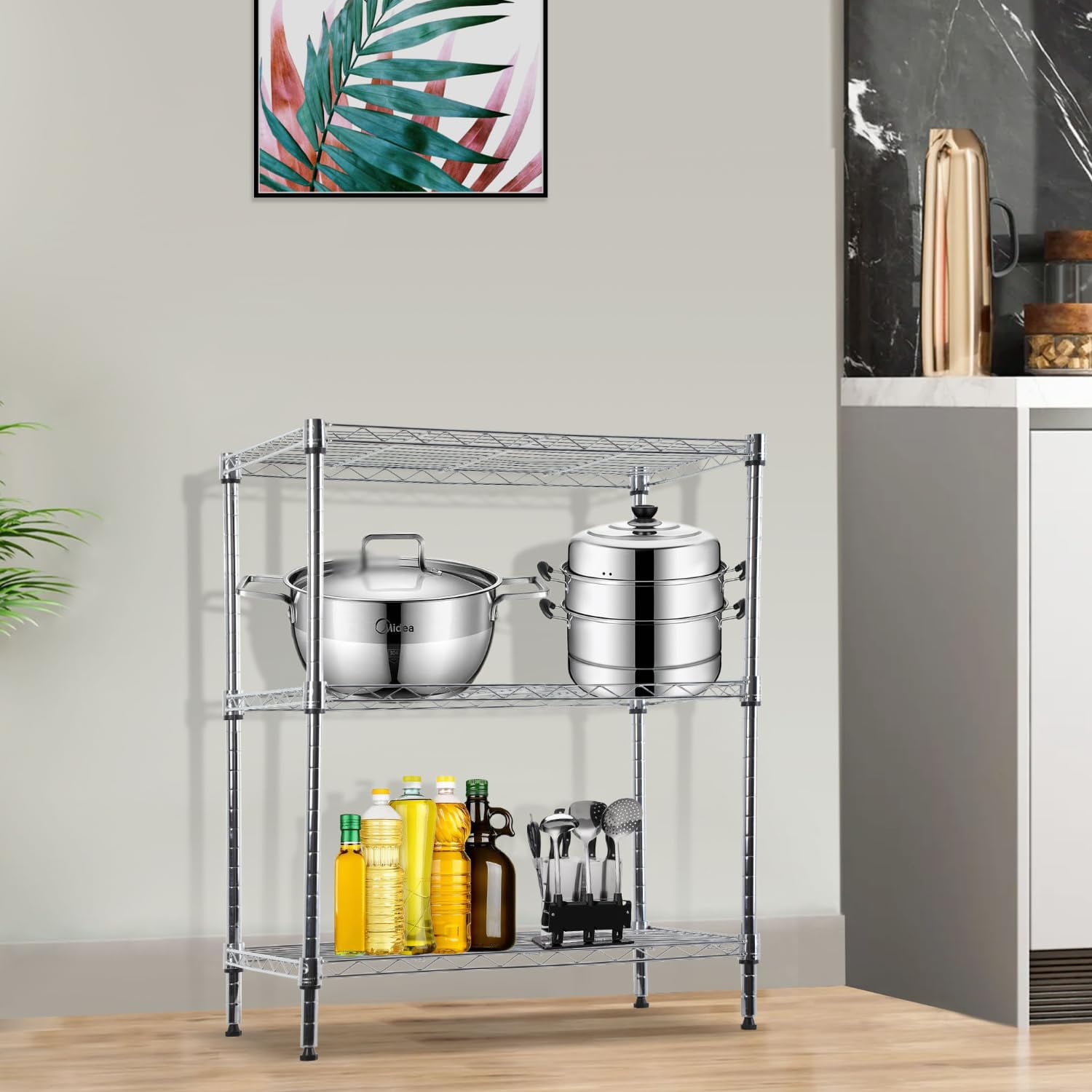 CL.HPAHKL 3 Tier Metal Shelf, Adjustable Wire Shelving Rack NSF ...