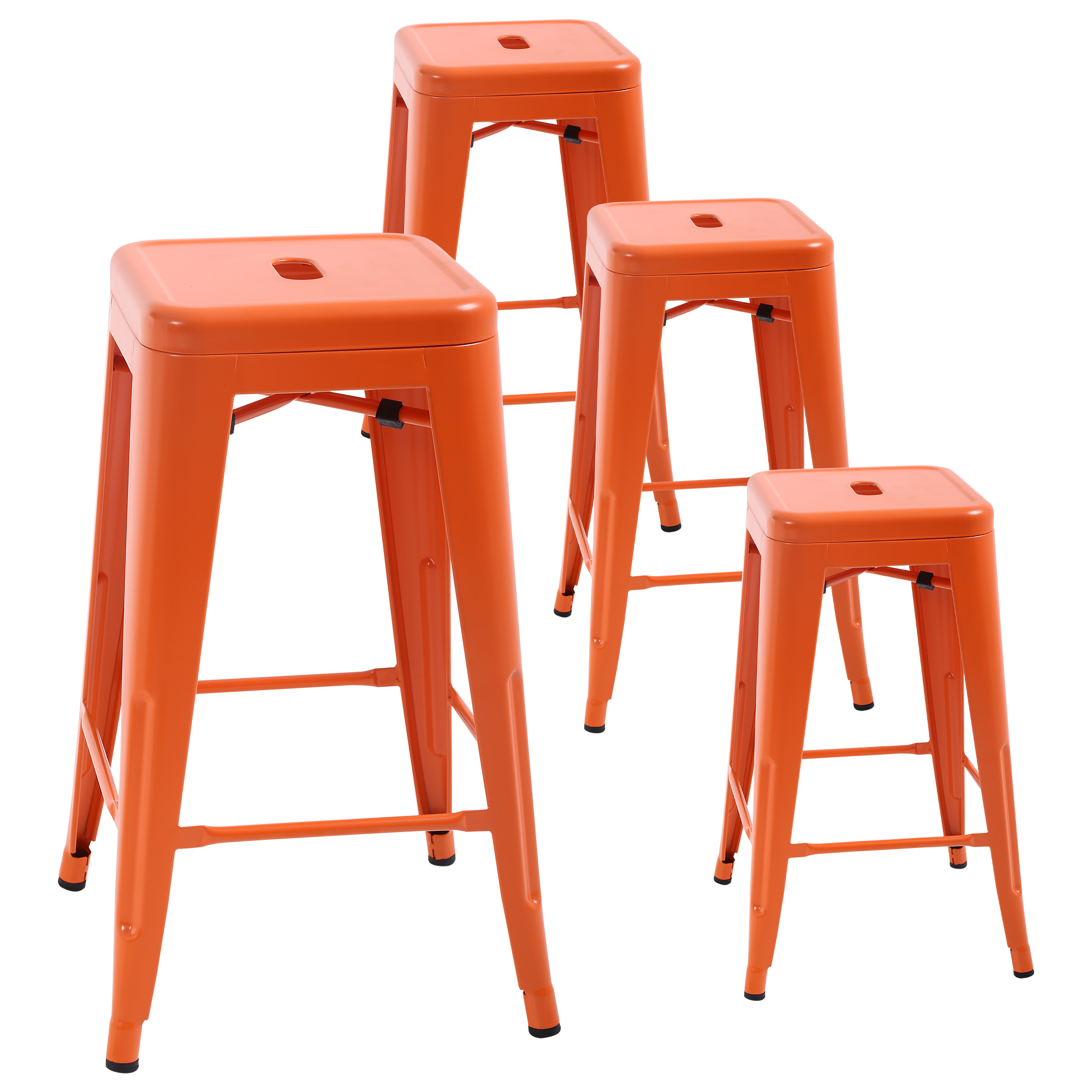 CL.HPAHKL 30 Inch Metal Bar Stools Set of 4, Square Backless Industrial ...