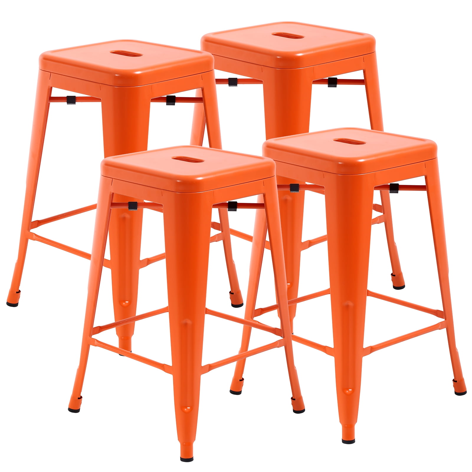 CL.HPAHKL 30 Inch Metal Bar Stools Set of 4, Square Backless Industrial ...