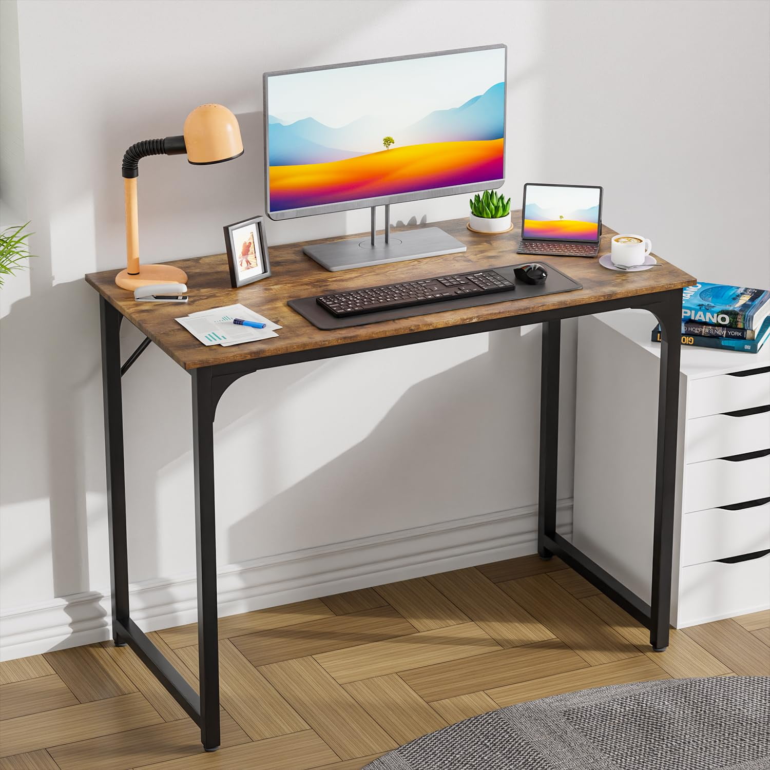 CL.HPAHKL 39 Inch Computer Desk, Modern Simple Style Desk Table Sturdy ...