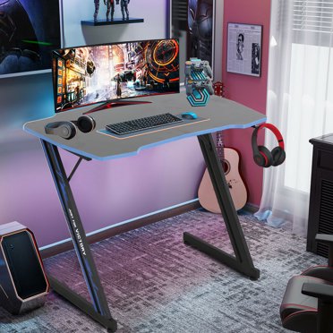 YRLLENSDAN 39-Inch Z-Shaped Gaming Desk with Headphone Hook for PC ...