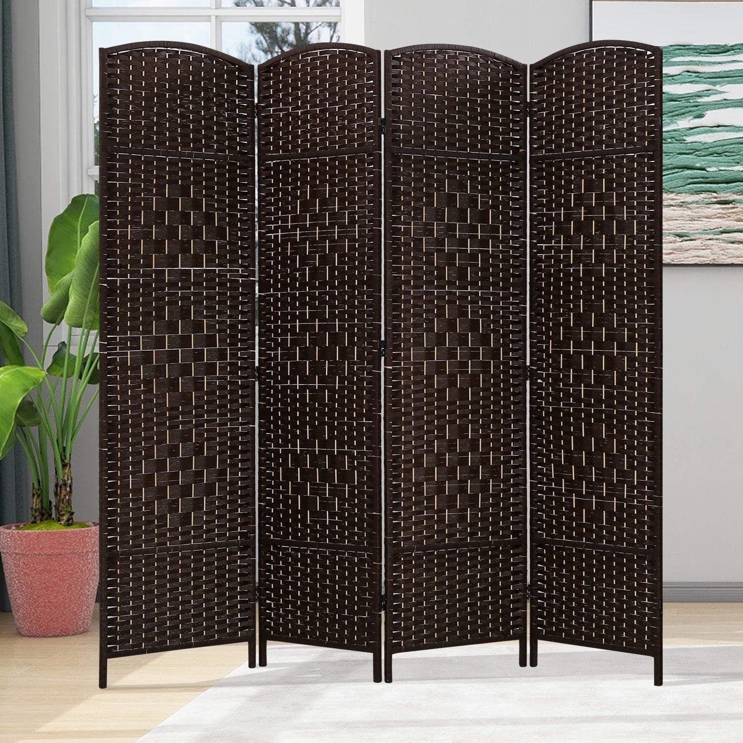 CL.HPAHKL 4 Panel Room Divider, 6 ft Tall Folding Privacy Screen Indoor ...