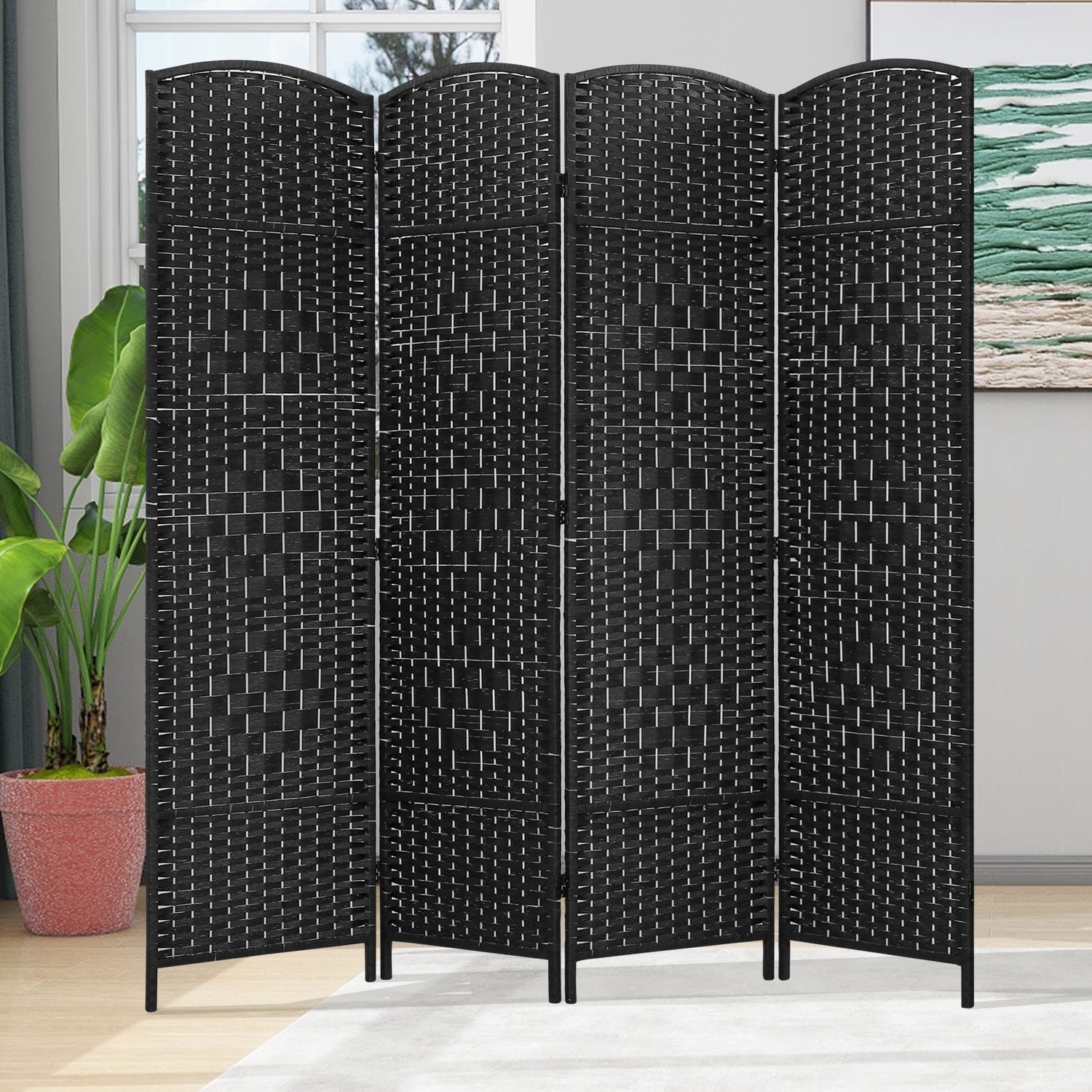 CL.HPAHKL 4 Panel Room Divider, Partition Wall Divider with Double ...
