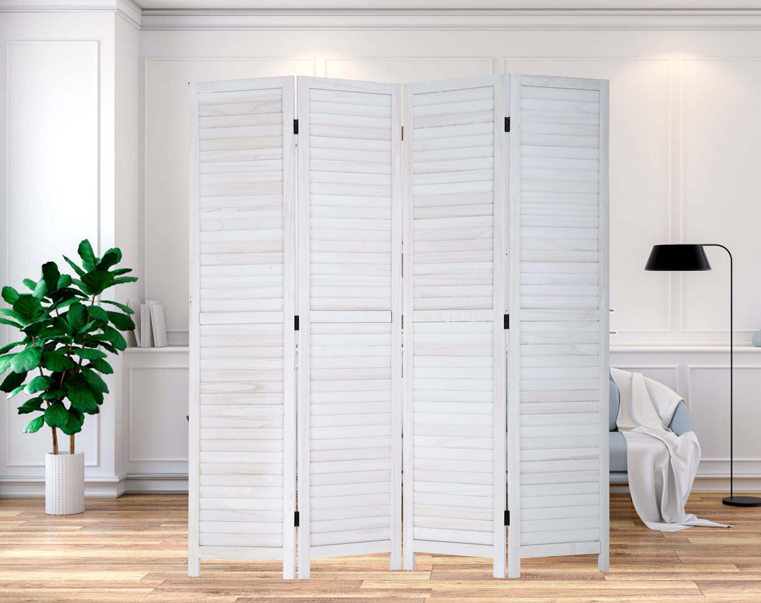 CL.HPAHKL 4 Panel Wooden Room Divider, 5.75 Ft Tall Indoor Portable ...