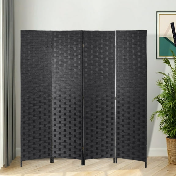Wood Room Divider 4 Panel, 66.9" Tall Folding Privacy Screen, Wooden ...