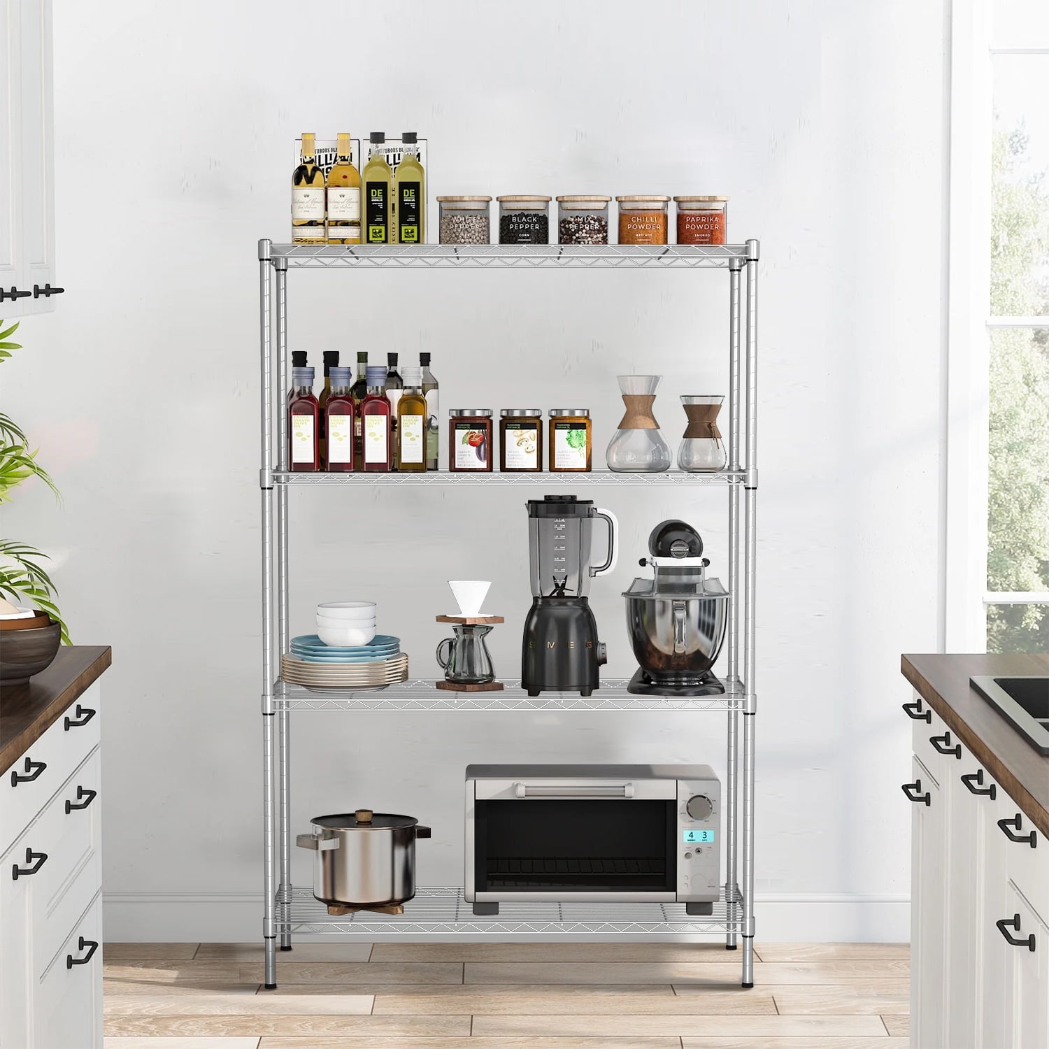 CL.HPAHKL 4 Tier Kitchen Storage Shelves Adjustable Metal Shelving ...