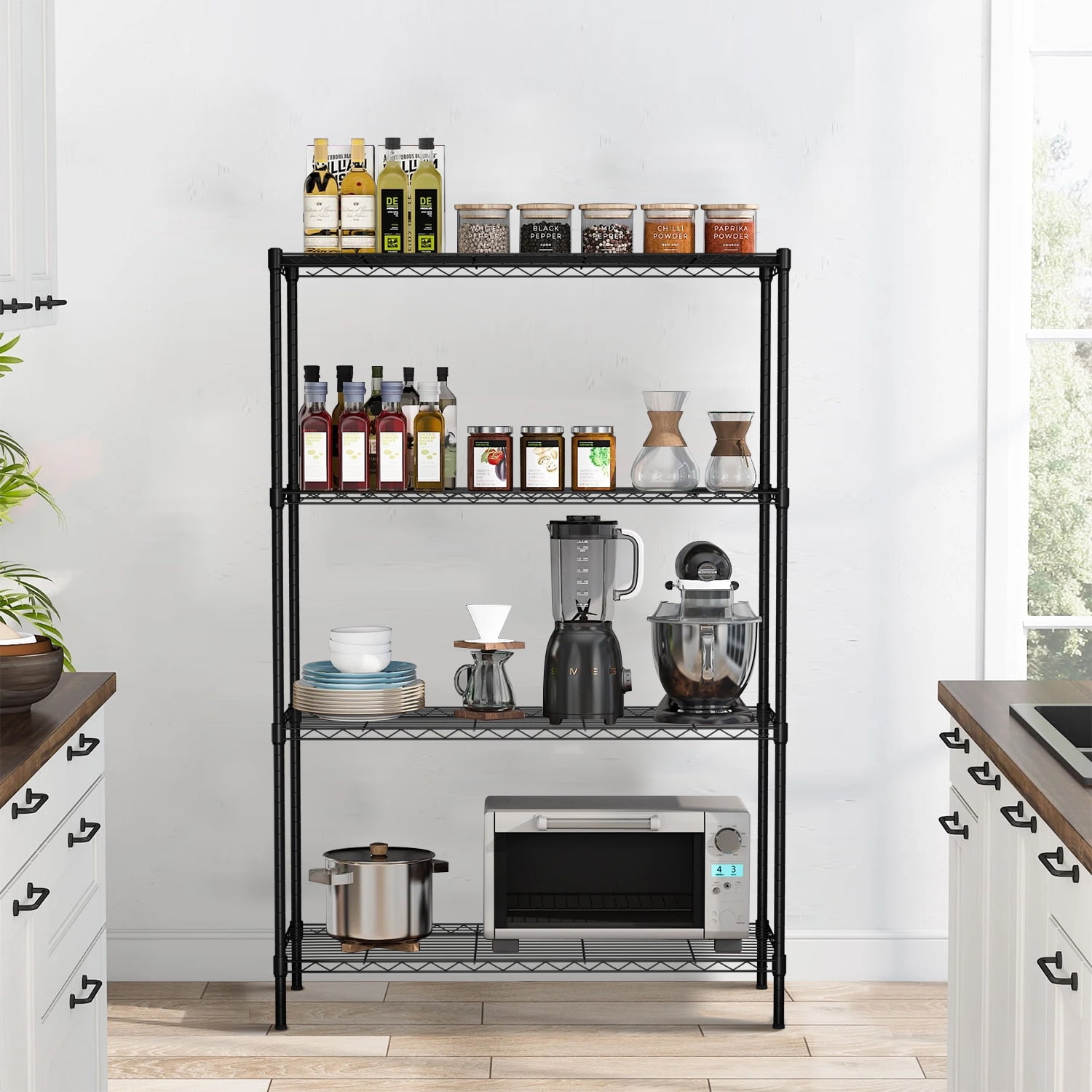 CL.HPAHKL 4 Tier Kitchen Storage Shelves Adjustable Metal Shelving ...