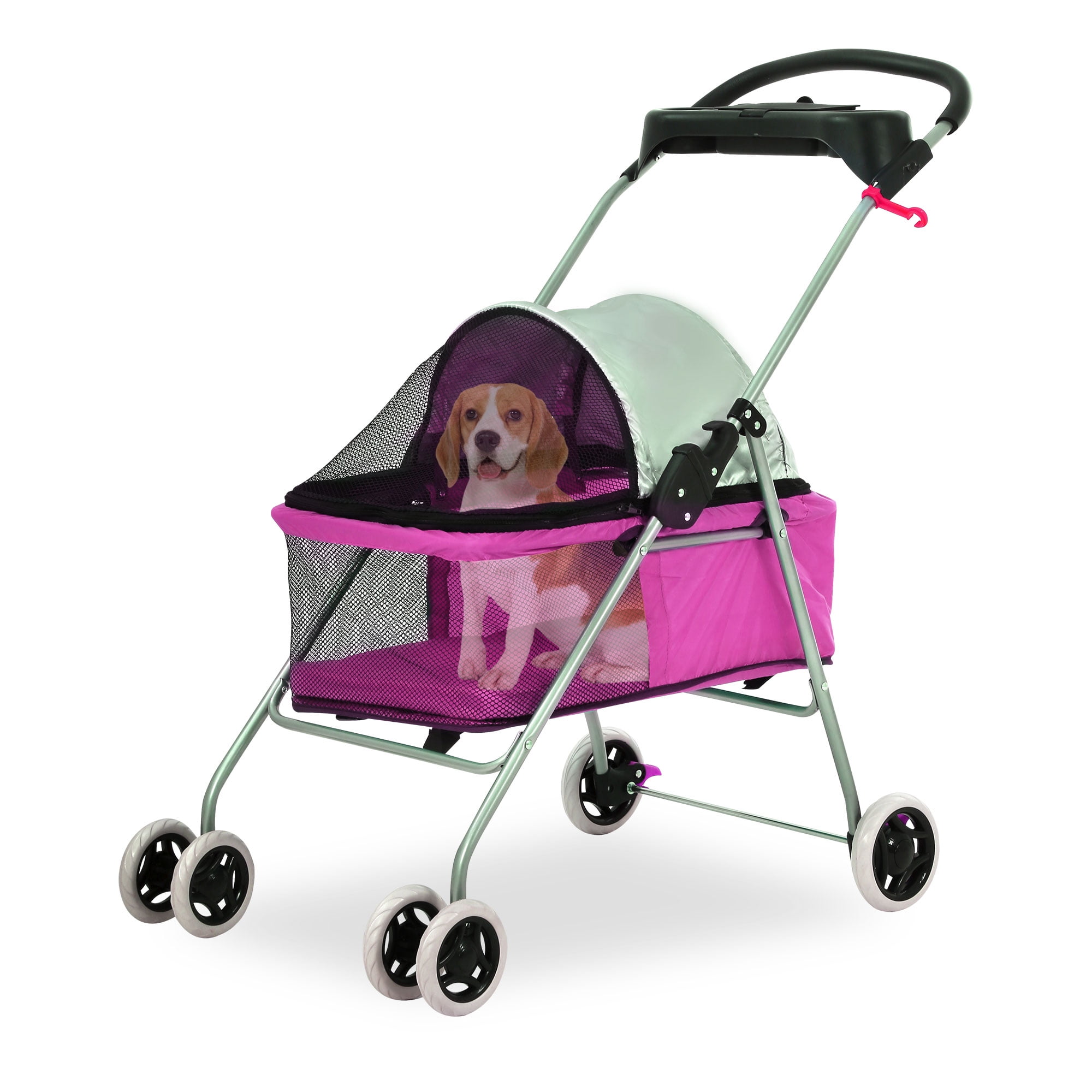 CL.HPAHKL 4 Wheels Pet Stroller, Easy-Fold Dog Stroller for Medium ...