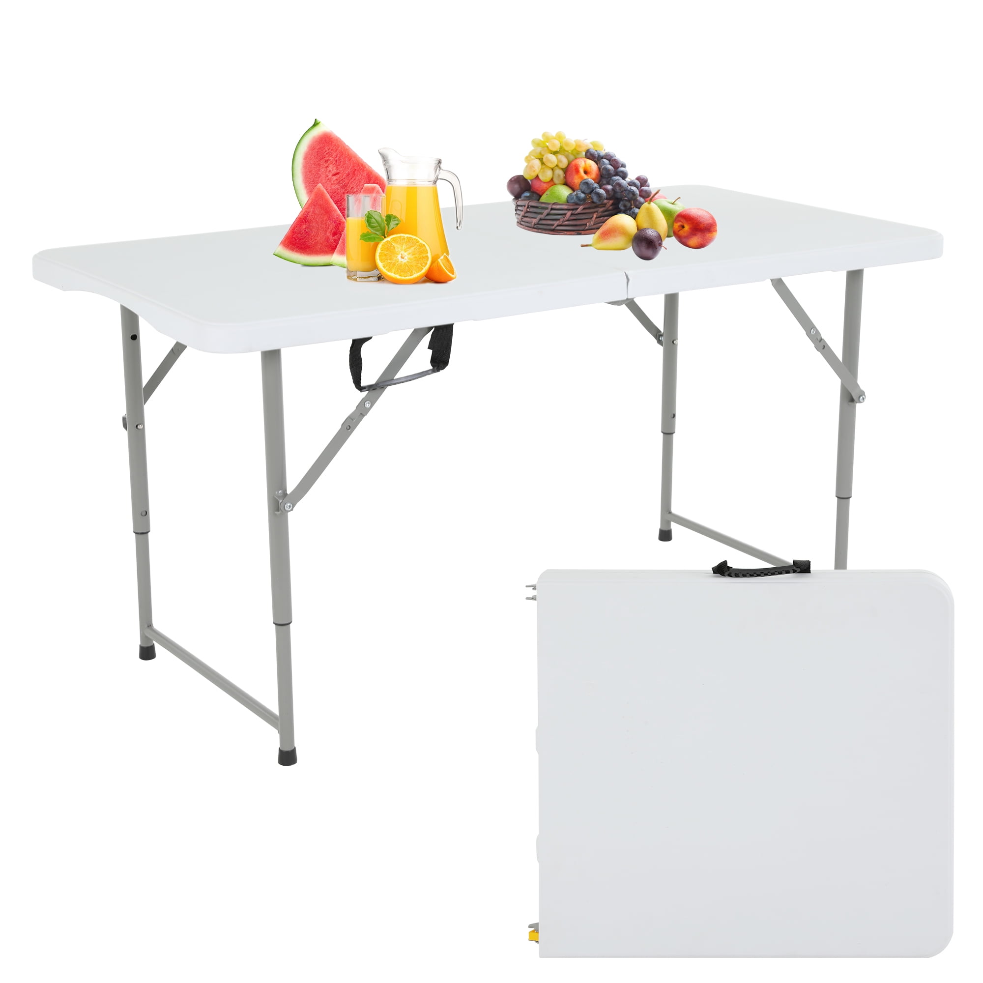 CL.HPAHKL Portable Folding Table 4ft with 3 Adjustable Heights ...