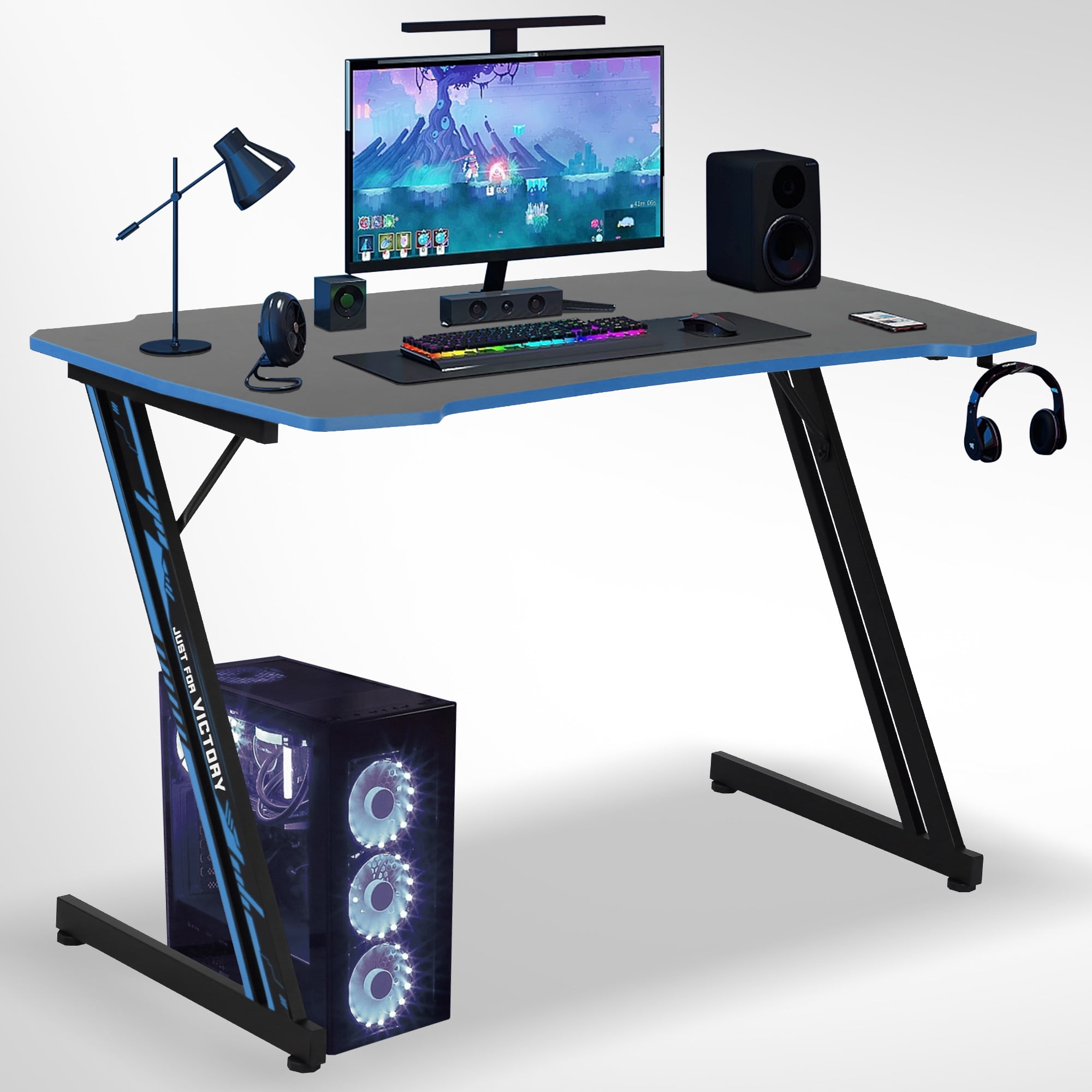 CL.HPAHKL 47 Inch Z-Shaped Gaming Desk, Ergonomic Gaming Table Desk ...
