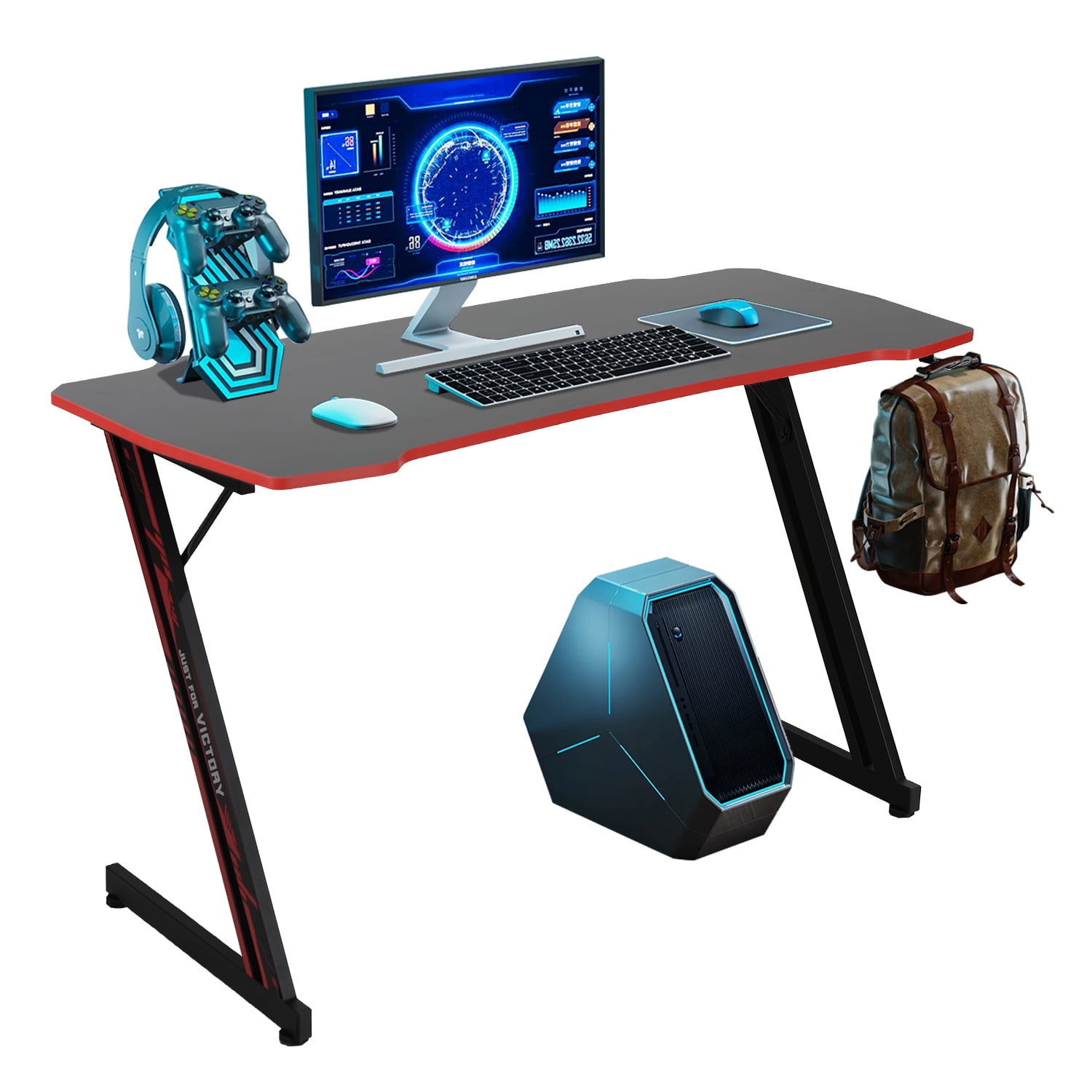 CL.HPAHKL 47 Inch Z-Shaped Gaming Desk, Ergonomic Gaming Table Desk ...