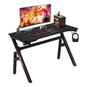 NiamVelo 47 inch Z-Shaped Gaming Desk, Ergonomic PC Workstation with ...