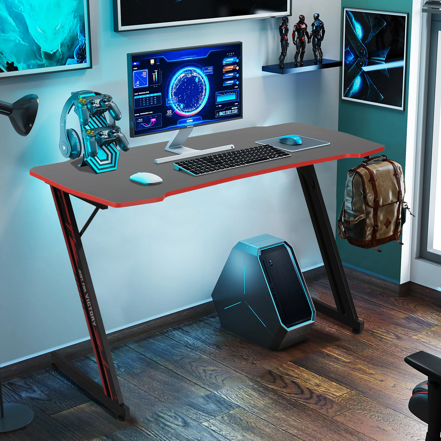 CL.HPAHKL 47 inch Gaming Desk, Z Shaped PC Computer Desk Gaming ...