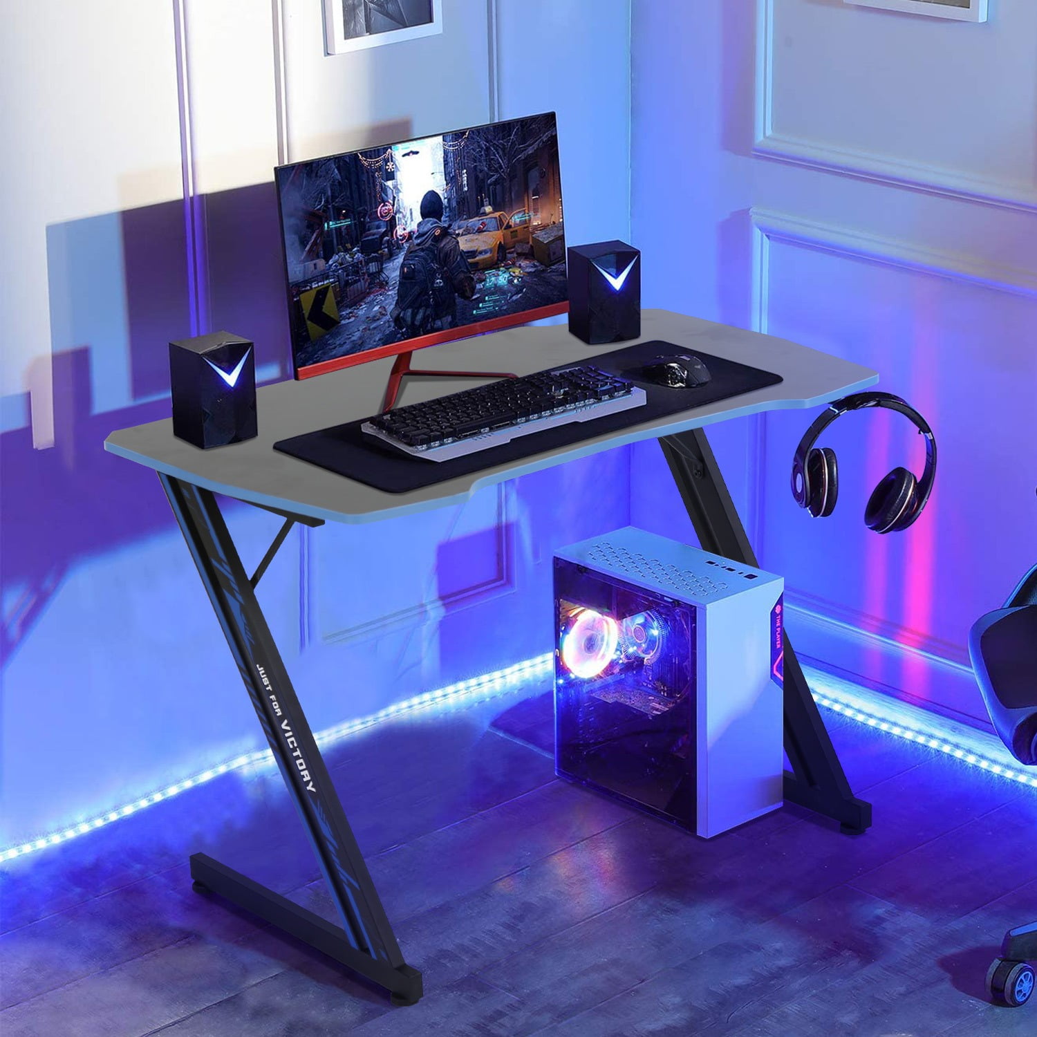 CL.HPAHKL 47 inch Gaming Desk, Z Shaped PC Computer Desk Gaming ...