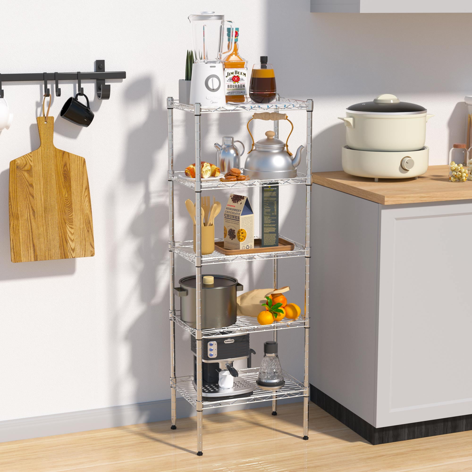 CL.HPAHKL 5 Tier Shelving Unit, NSF Certified Metal Shelf Rack 750lbs ...