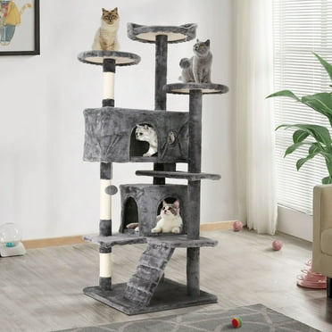 NiamVelo 54-in Double Condo Cat Tree Tower Playhouse with Scratching ...