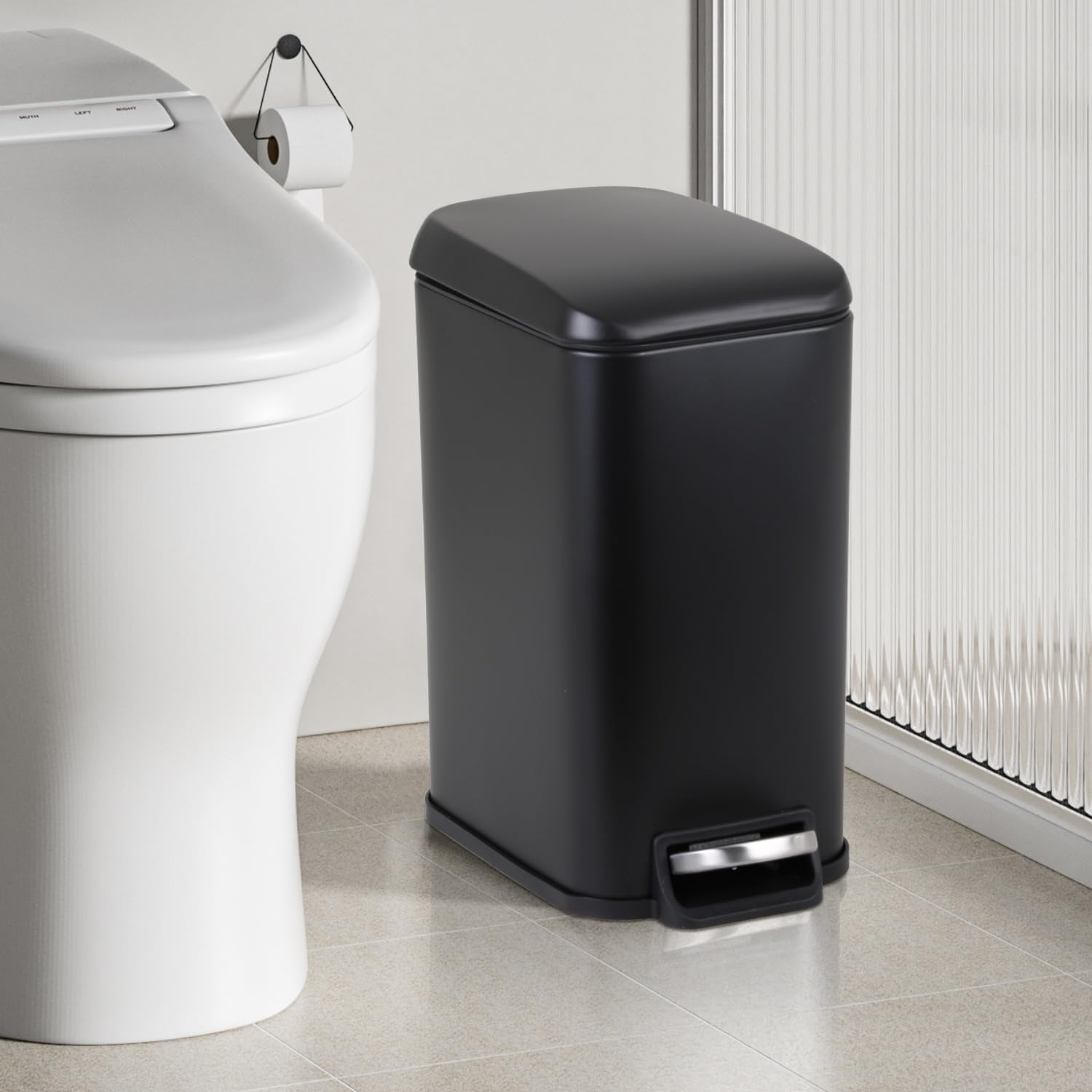 CL.HPAHKL 5L / 1.3 Gallon Step Trash Can, Stainless Steel Slim Bathroom ...
