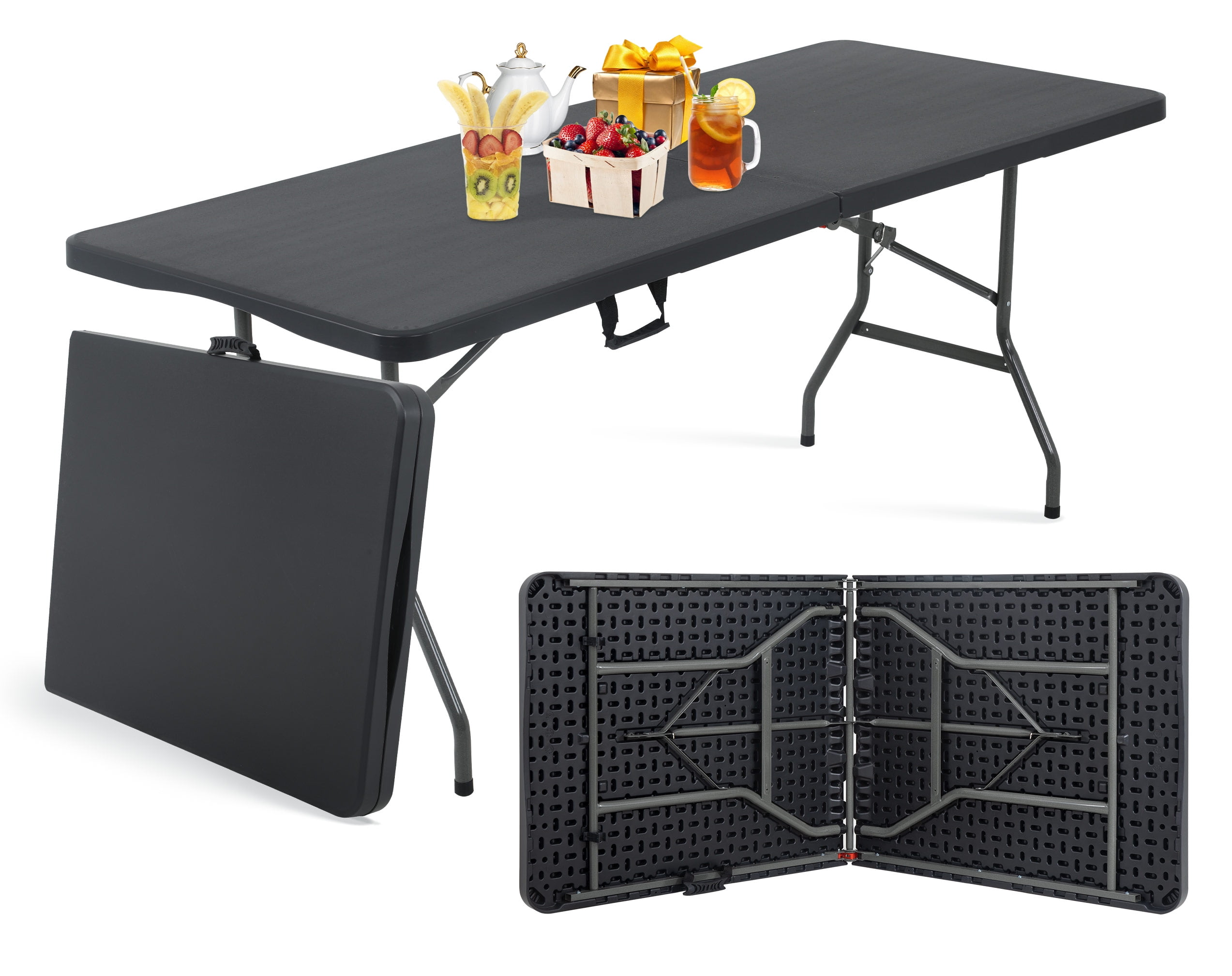 CL.HPAHKL 6 Foot Folding Table with Carrying Handle, Portable Plastic ...