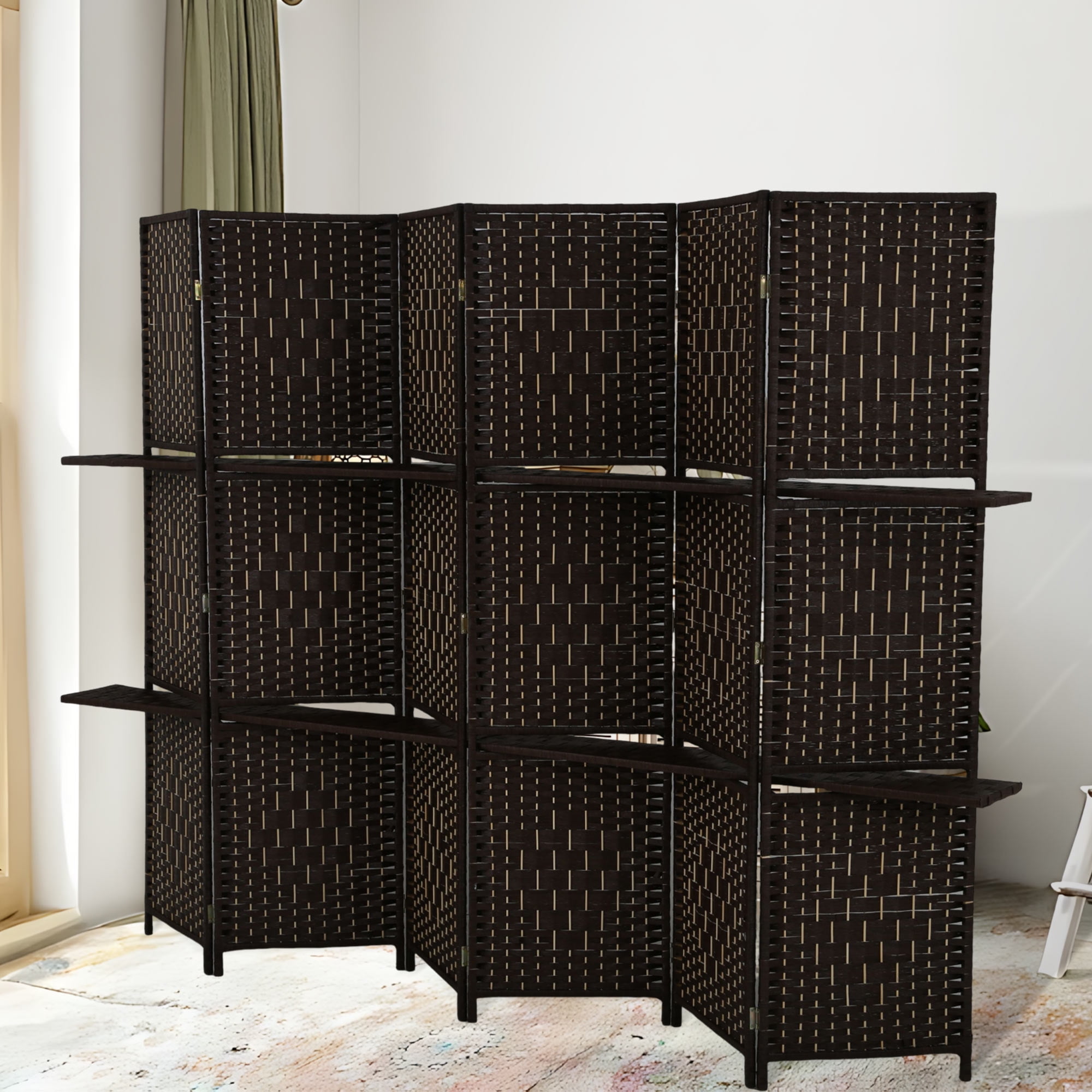 CL.HPAHKL 6 Panels Room Divider and Folding Privacy Screen, Wooden Wall ...