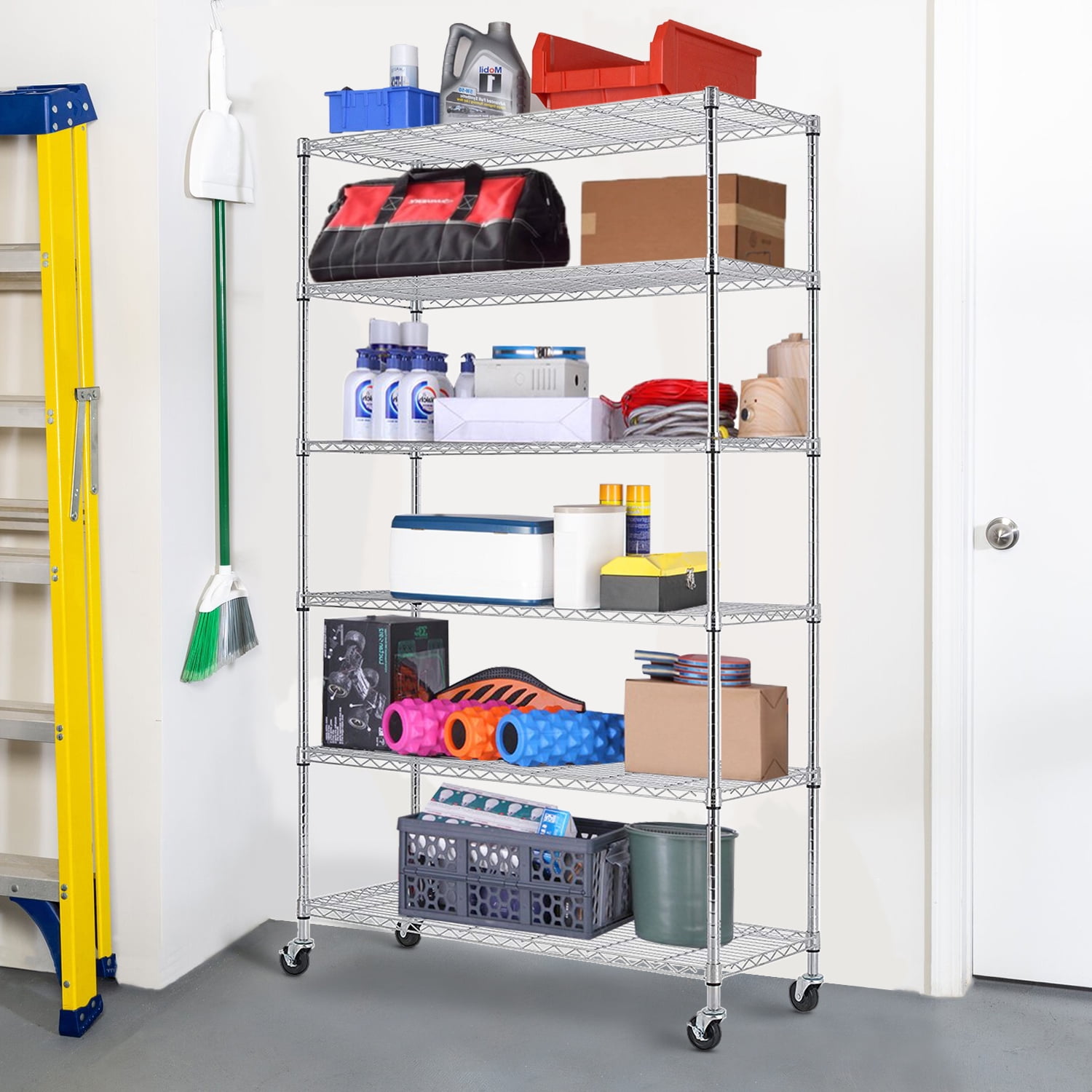 CL.HPAHKL 6 Tier Layer Wire Shelving Unit with Wheels, 2100LBS Capacity ...