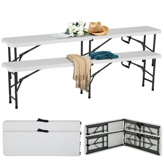 6ft Plastic Folding Bench, Portable Indoor Outdoor Picnic & Camping ...