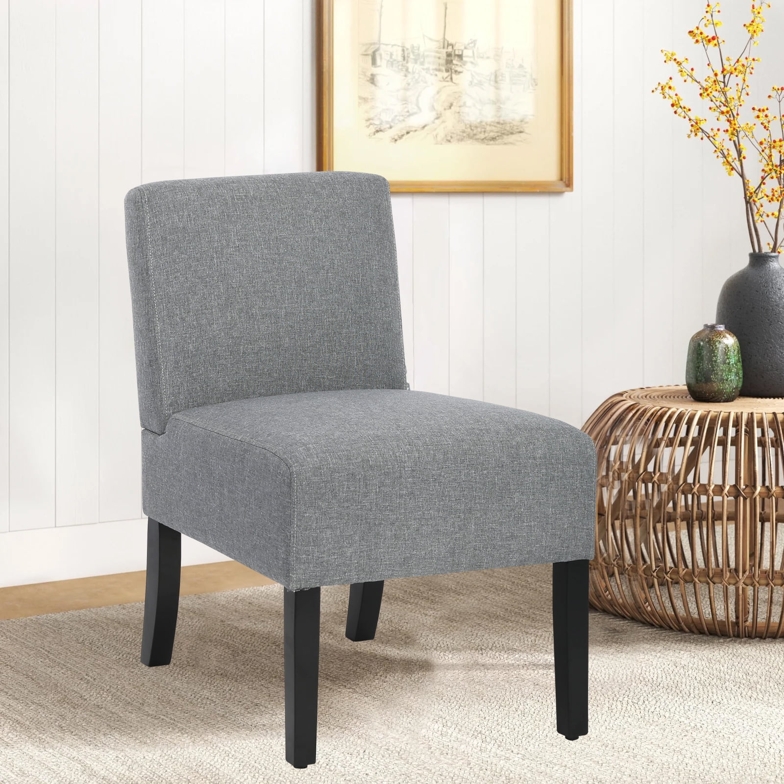 CL.HPAHKL Accent Chair, Fabric Armless Living Room Chair with Sturdy ...