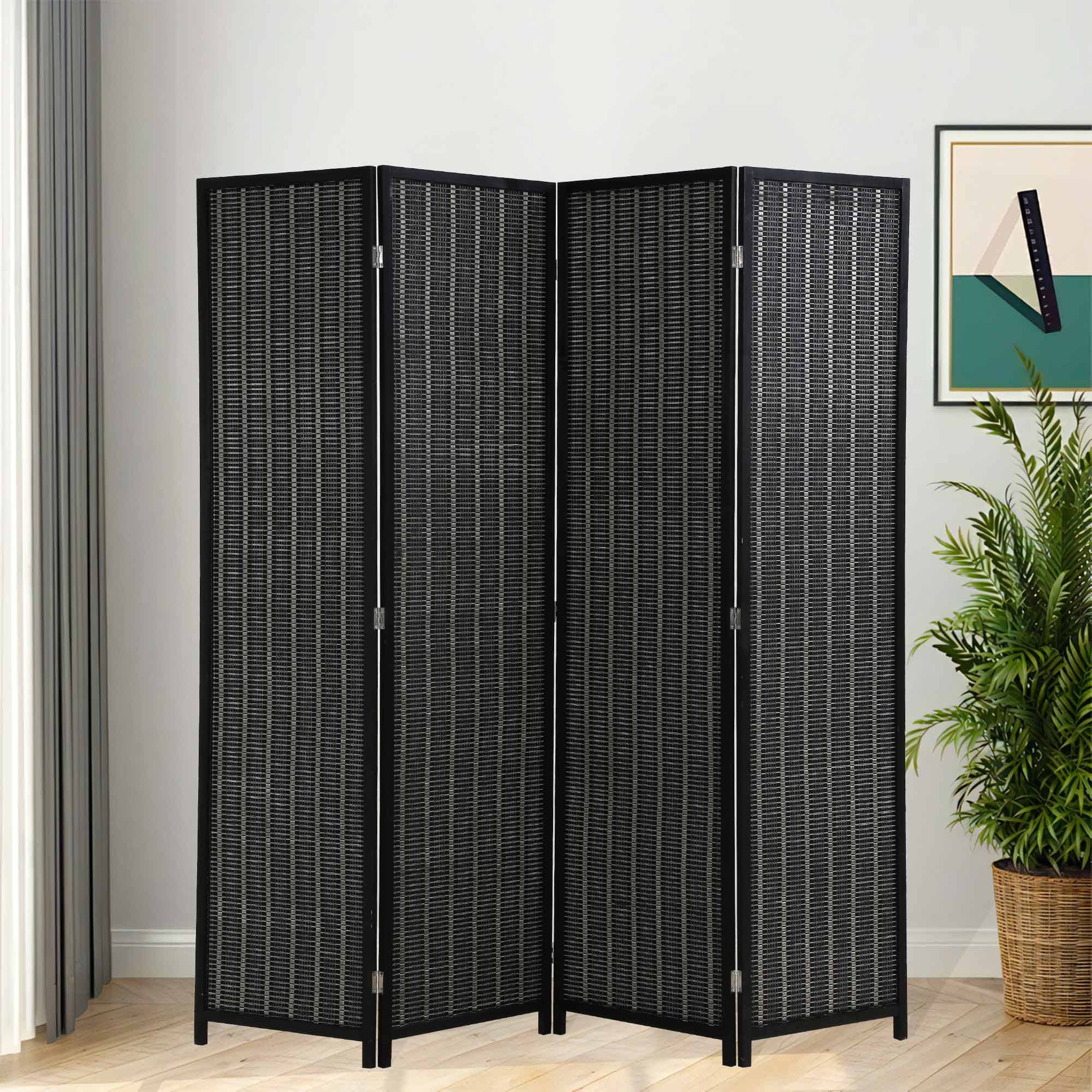 CL.HPAHKL Bamboo Room Divider 4 Panel Folding Privacy Screen ...