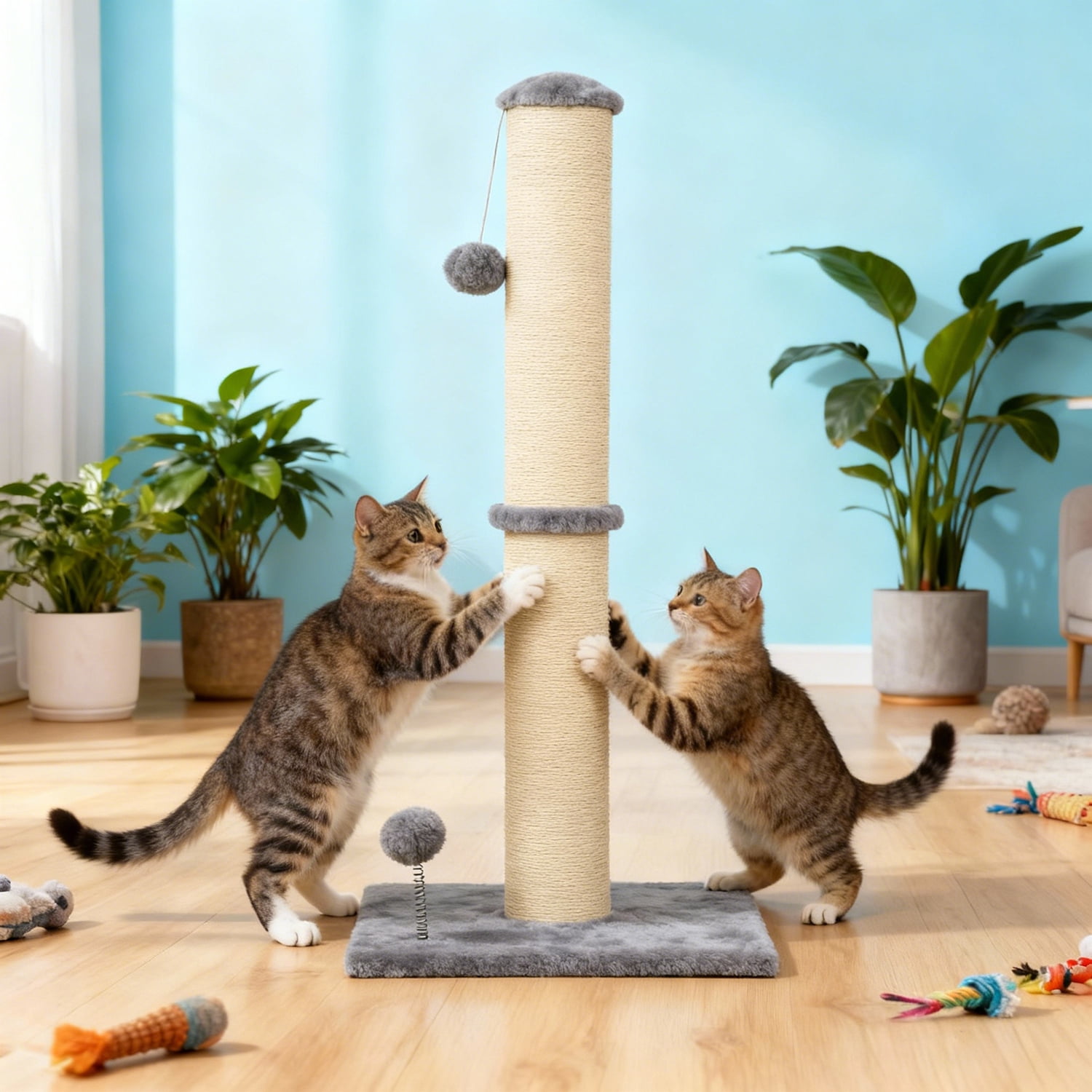 CL.HPAHKL Cat Scratching Post, 33" Tall Cat Scratch Post Natural Sisal ...