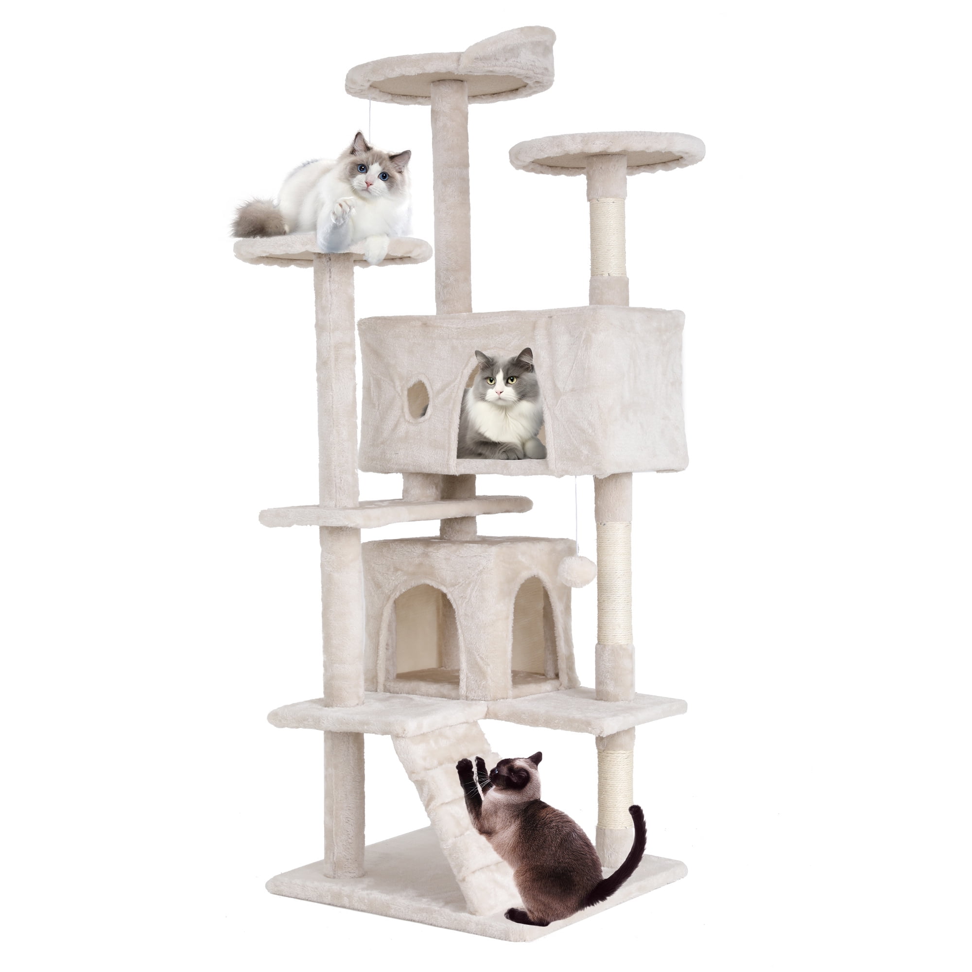 CL.HPAHKL Cat Tree Tower Tall for Indoor Cats, 54in Multi-Level Durable ...