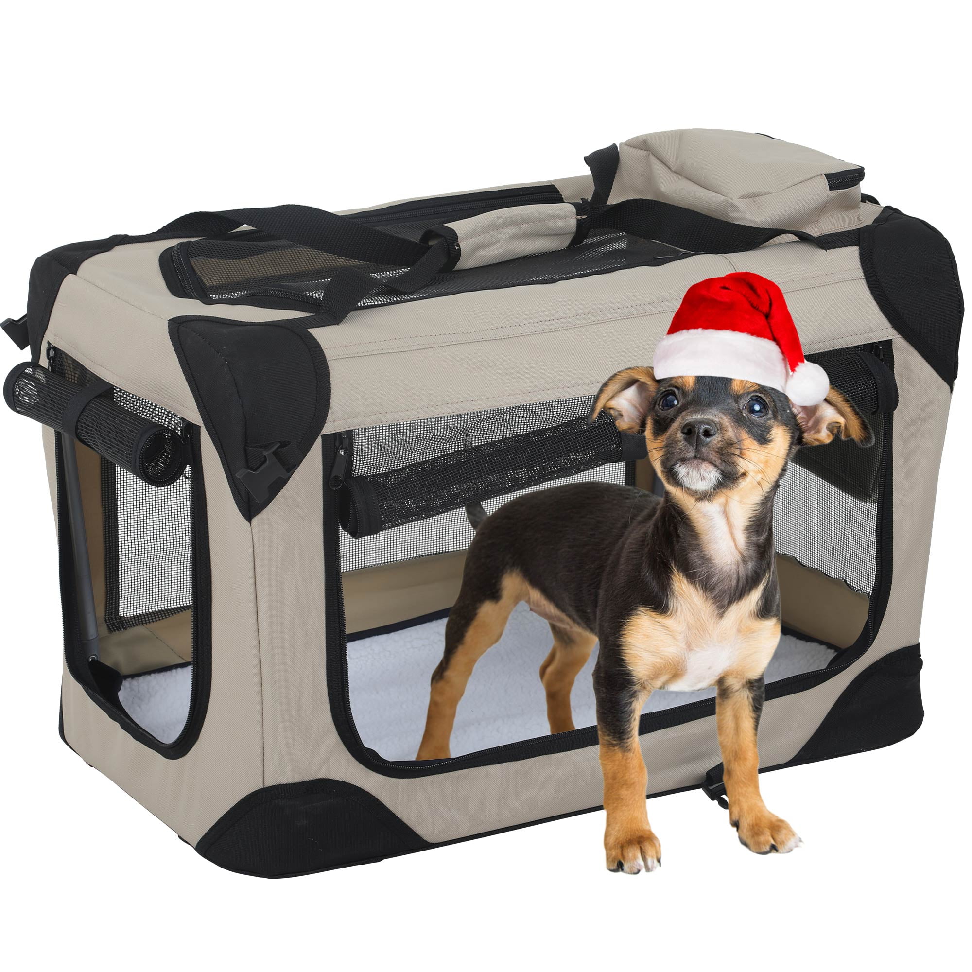 CL.HPAHKL Collapsible Dog Crate for small dogs, 24 Inch Dog Cage Soft ...