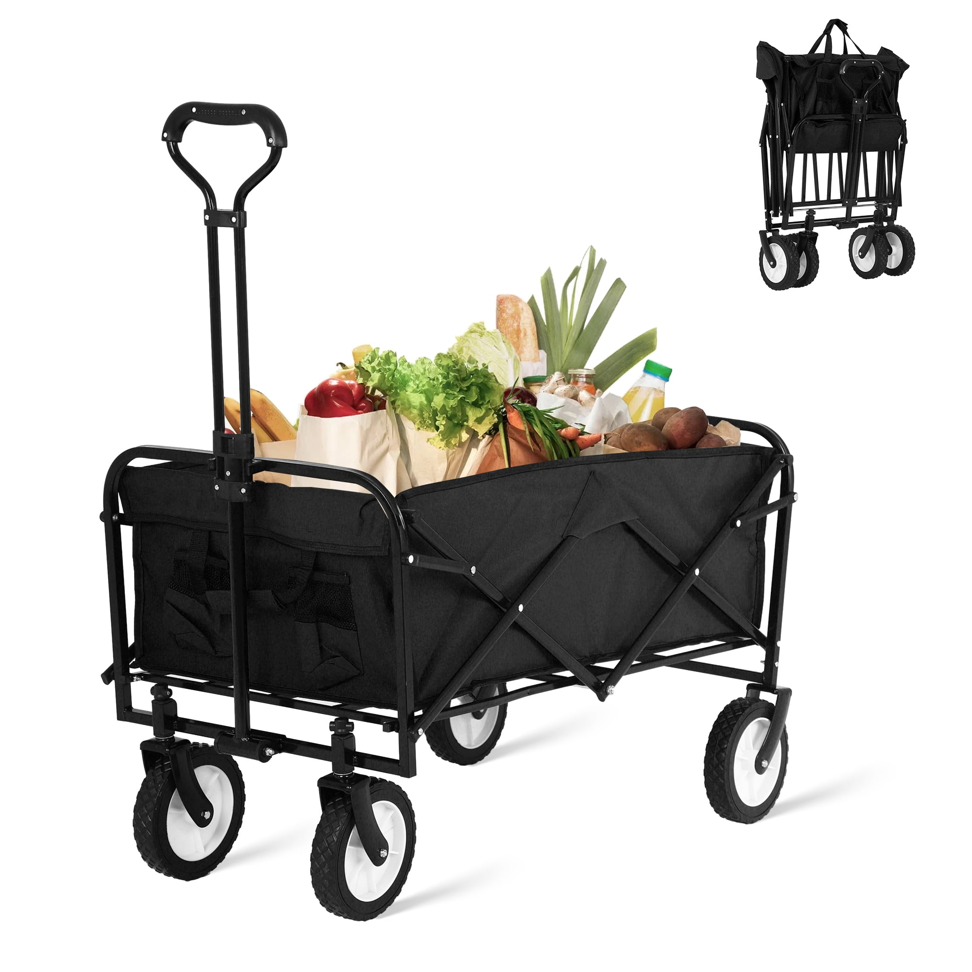 CL.HPAHKL Collapsible Wagon, Heavy Duty Foldable Wagons Carts with ...