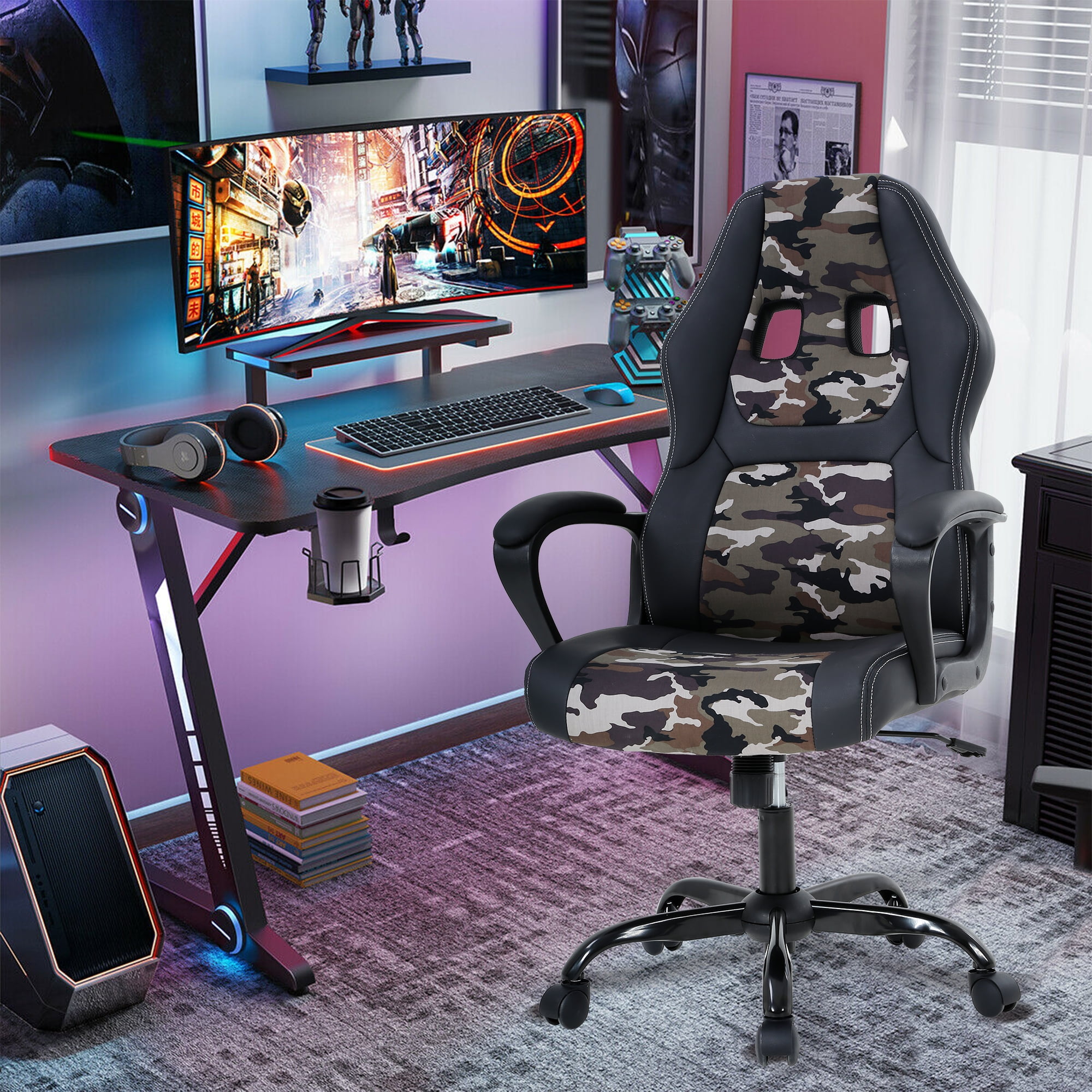 CL.HPAHKL Computer Chair, Support Adjustable Ergonomic Office Chair, PU ...