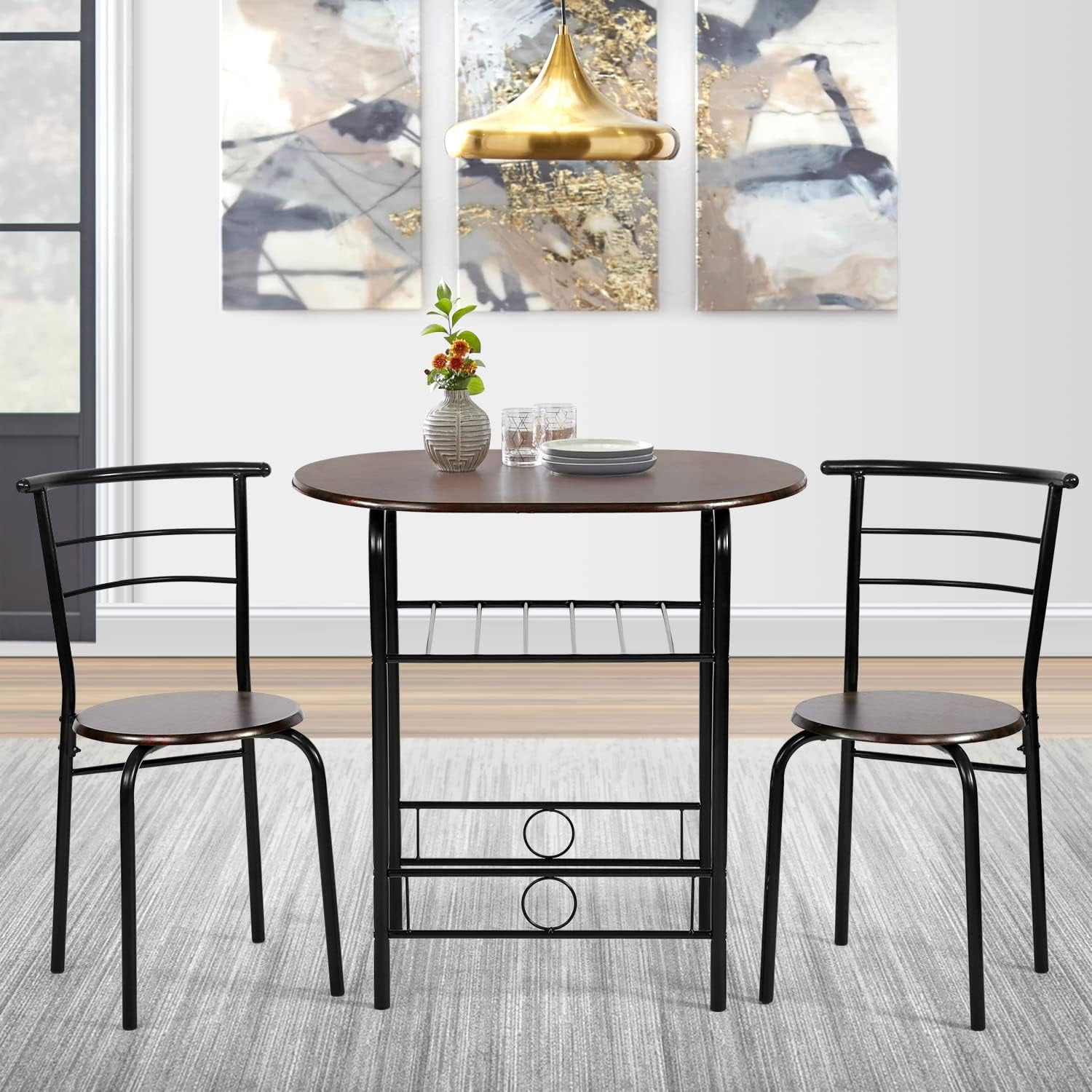 CL.HPAHKL Dining Kitchen Table Dining Set, Patio Bistro Set 3-Piece ...