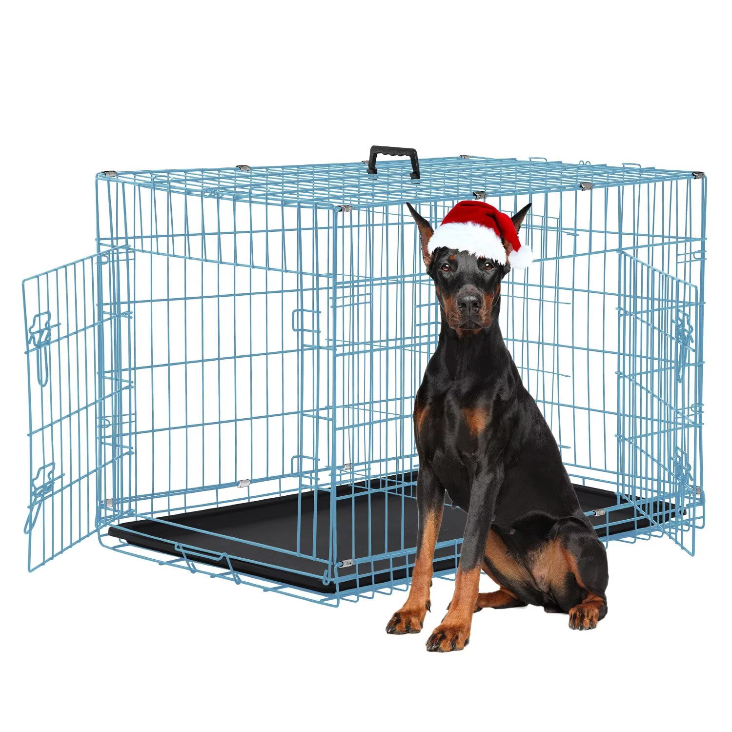 CL.HPAHKL Durable Large Dog Crate, Folding Metal Dog Kennel Double Door ...