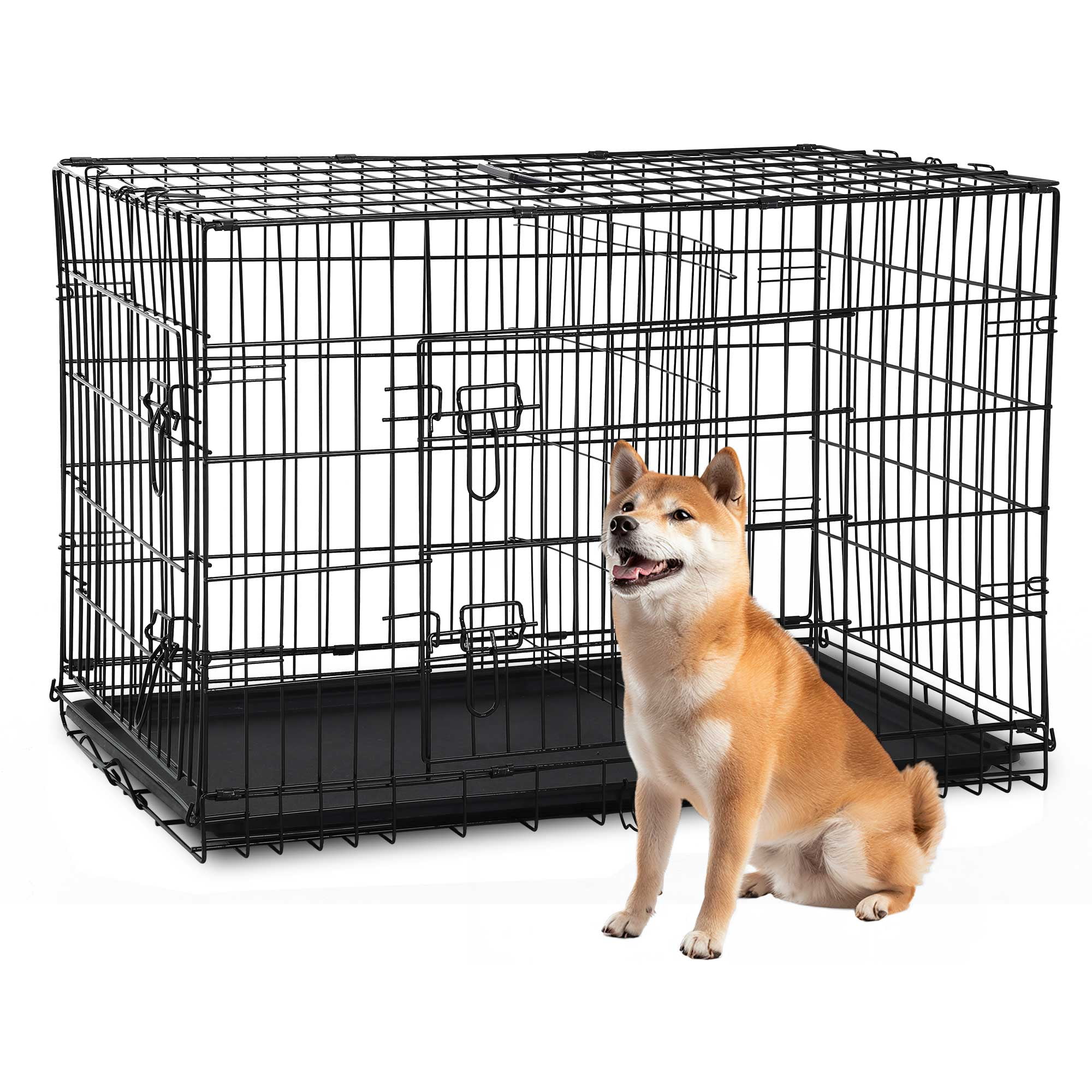 CL.HPAHKL Durable Wire Dog Crate, Folding Metal Dog Kennel Double Door ...