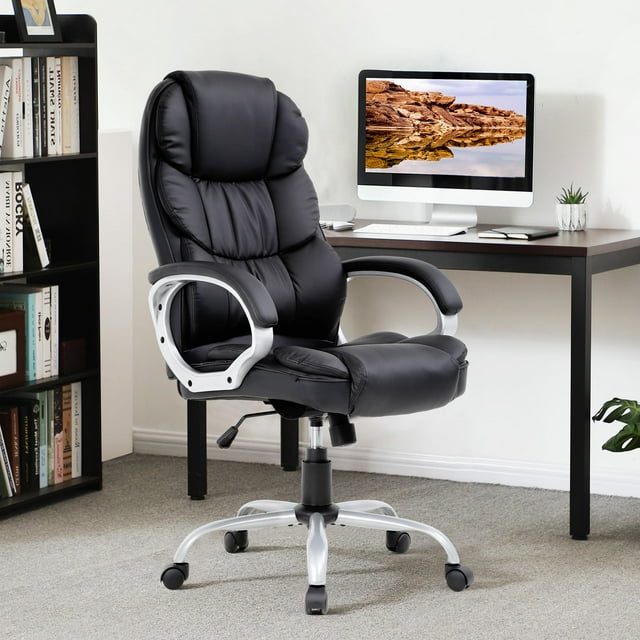 CL.HPAHKL Ergonomic Adjustable PU Leather High Back Home Office Desk ...