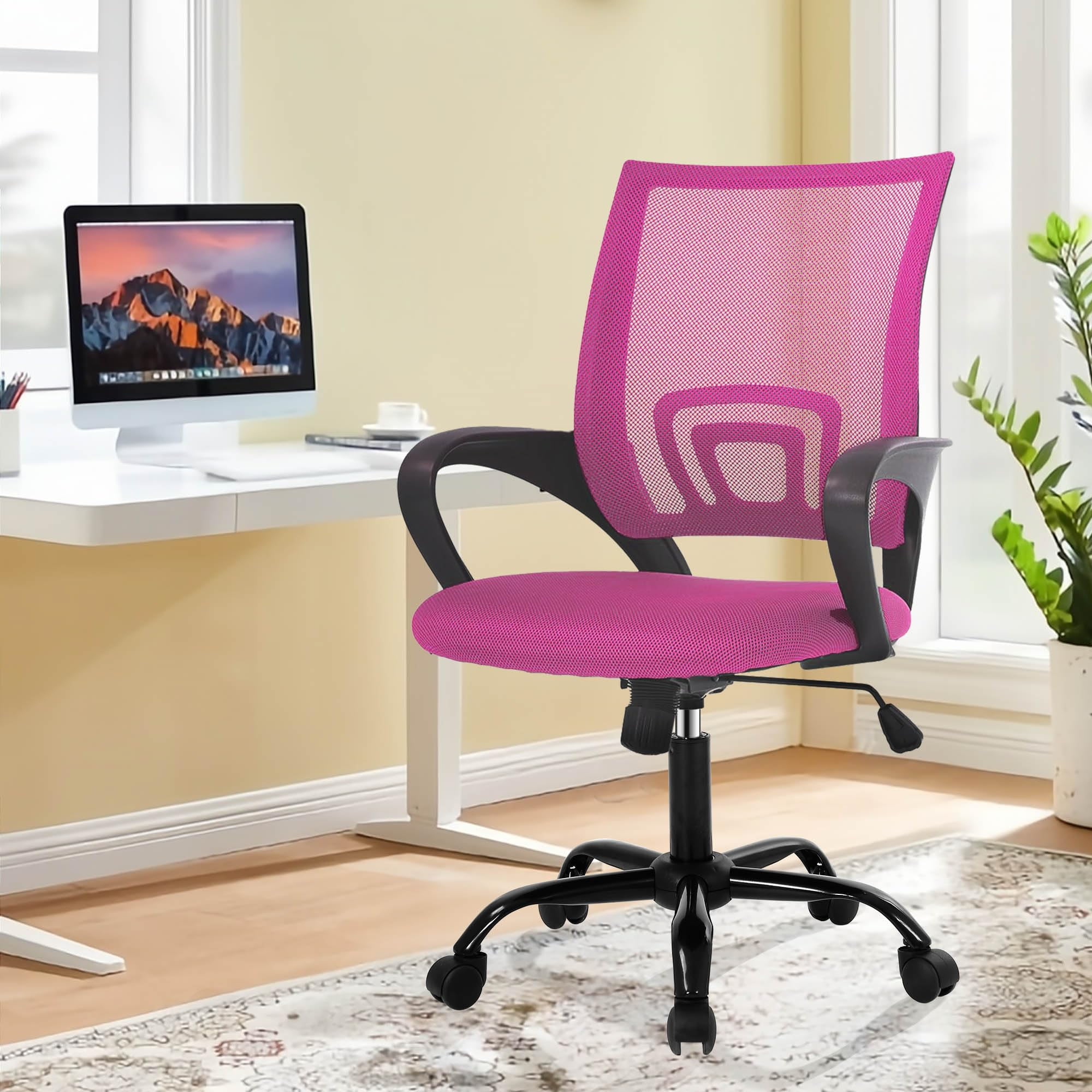 CL.HPAHKL Ergonomic Desk Chair, Mid-Back Mesh Office Chair with Wheels ...